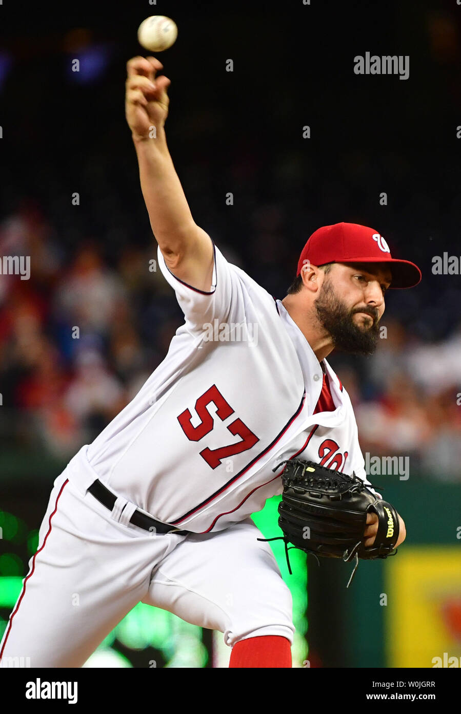 Washington Nationals starting pitcher Tanner Roark (57) pitches against ...