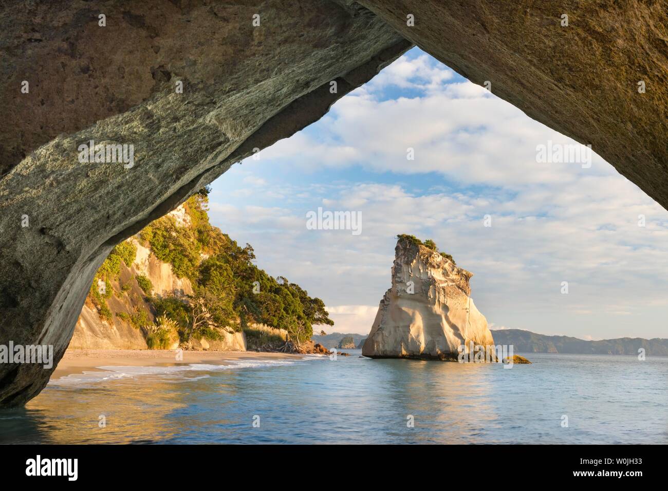 Cathedral Cove in the evening light, Mercury Bay, Coromandel Peninsula ...