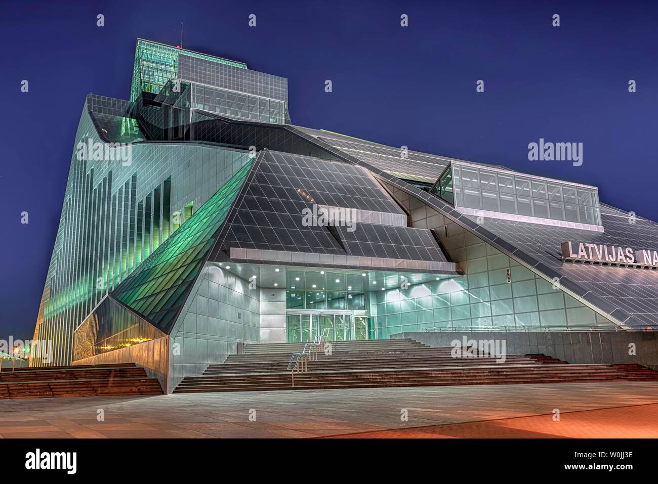National Library at Night, Riga, Latvia Stock Photo - Alamy