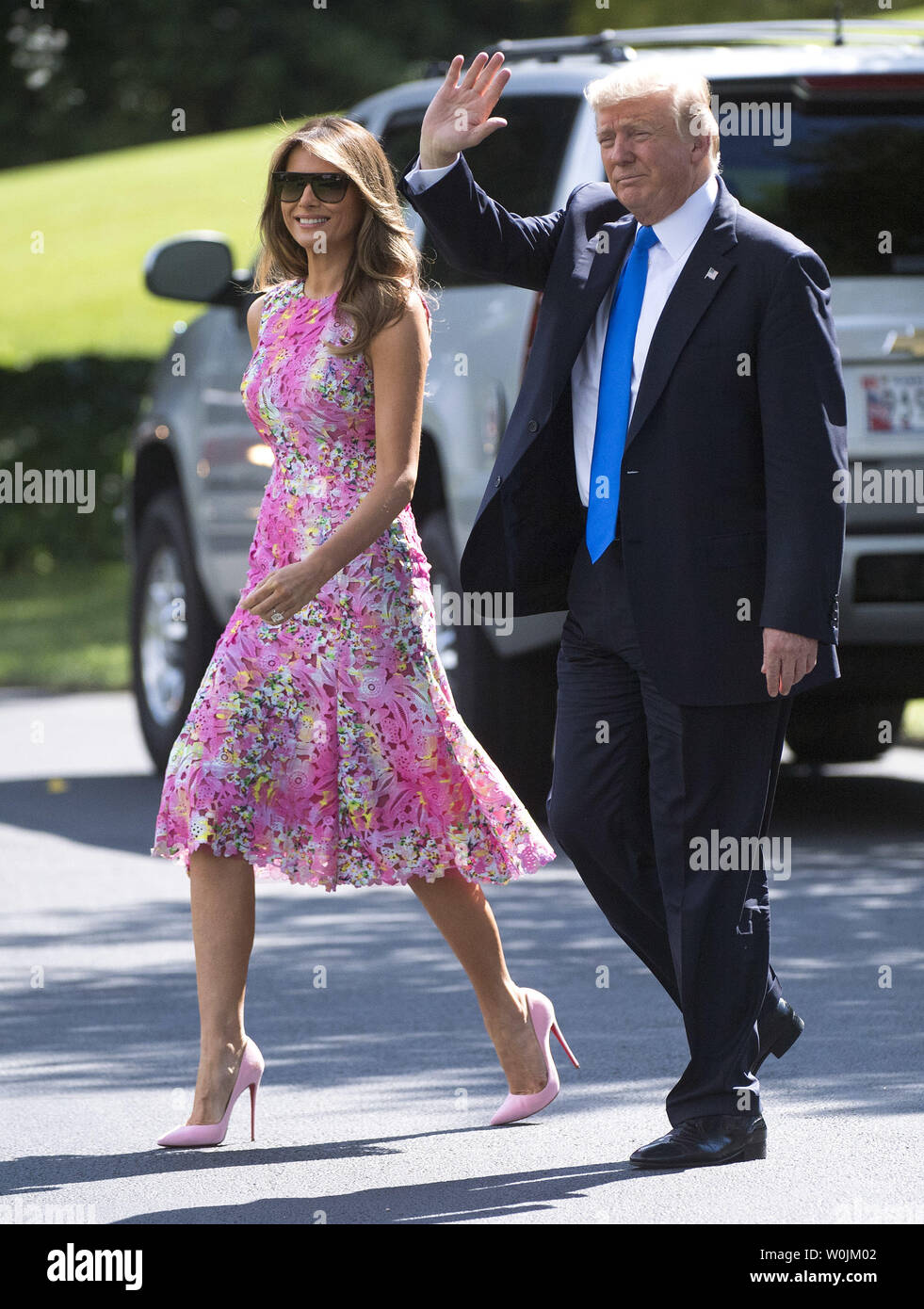 President Donald Trump and First Lady Melania Trump depart the White ...