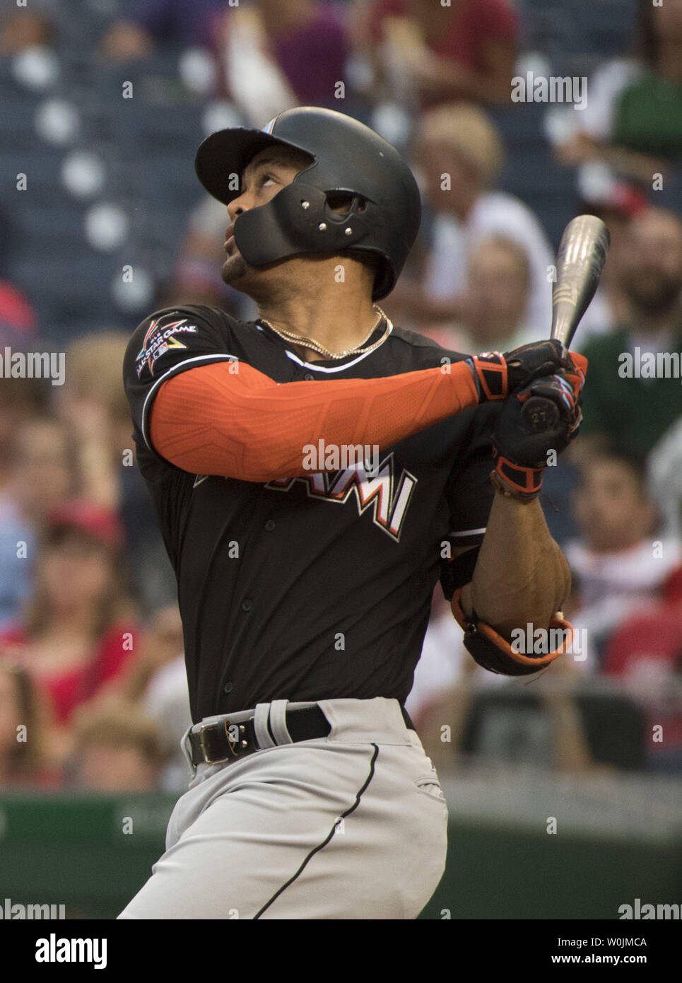 Miami marlins right fielder giancarlo stanton 27 hi-res stock ...