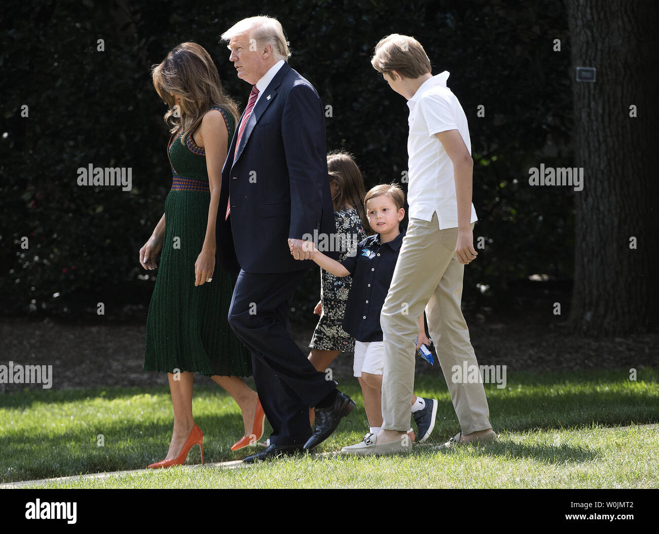 President Donald Trump the First Lady Melania Trump, their son Barron ...
