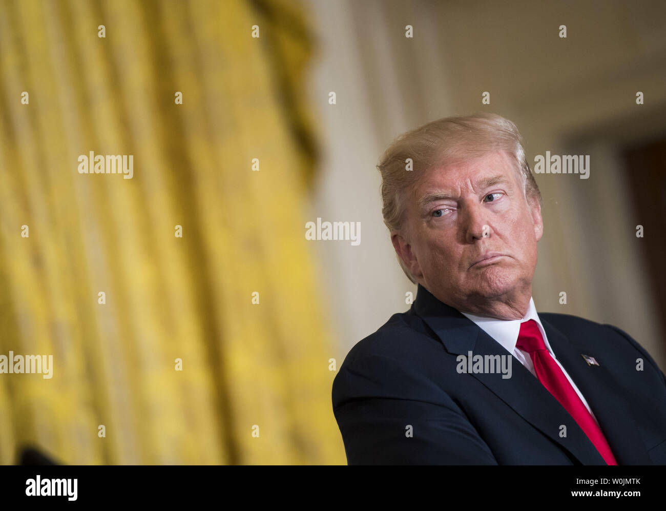 President Donald Trump speaks during a joint press conference with ...