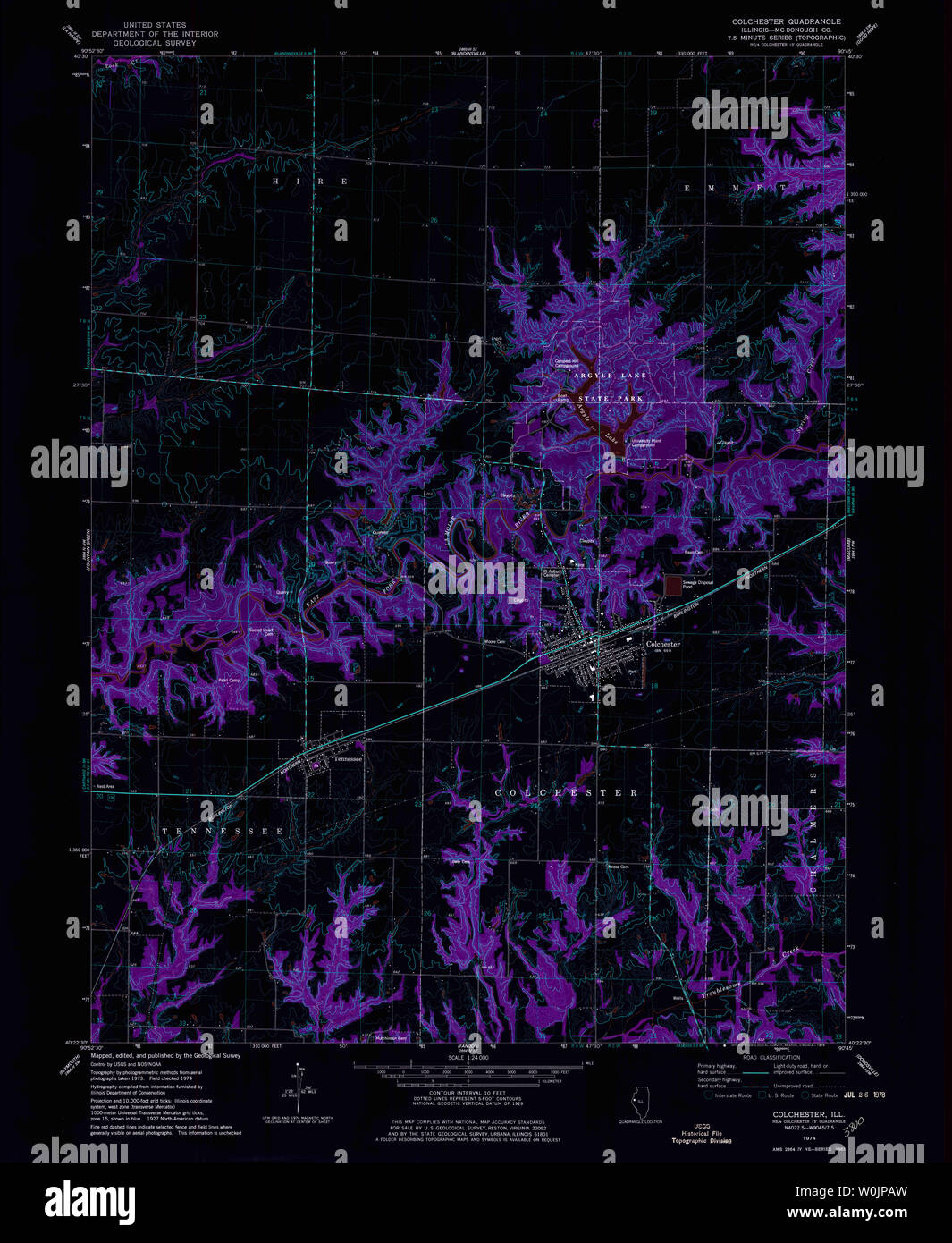 USGS TOPO Map Illinois IL Colchester 307317 1974 24000 Inverted ...