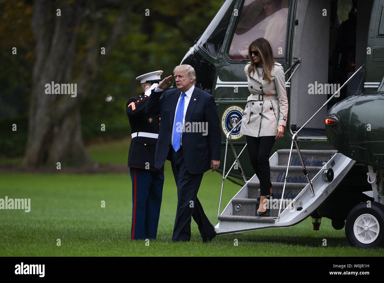 U.S. President Donald Trump and First Lady Melania Trump arrive at the ...