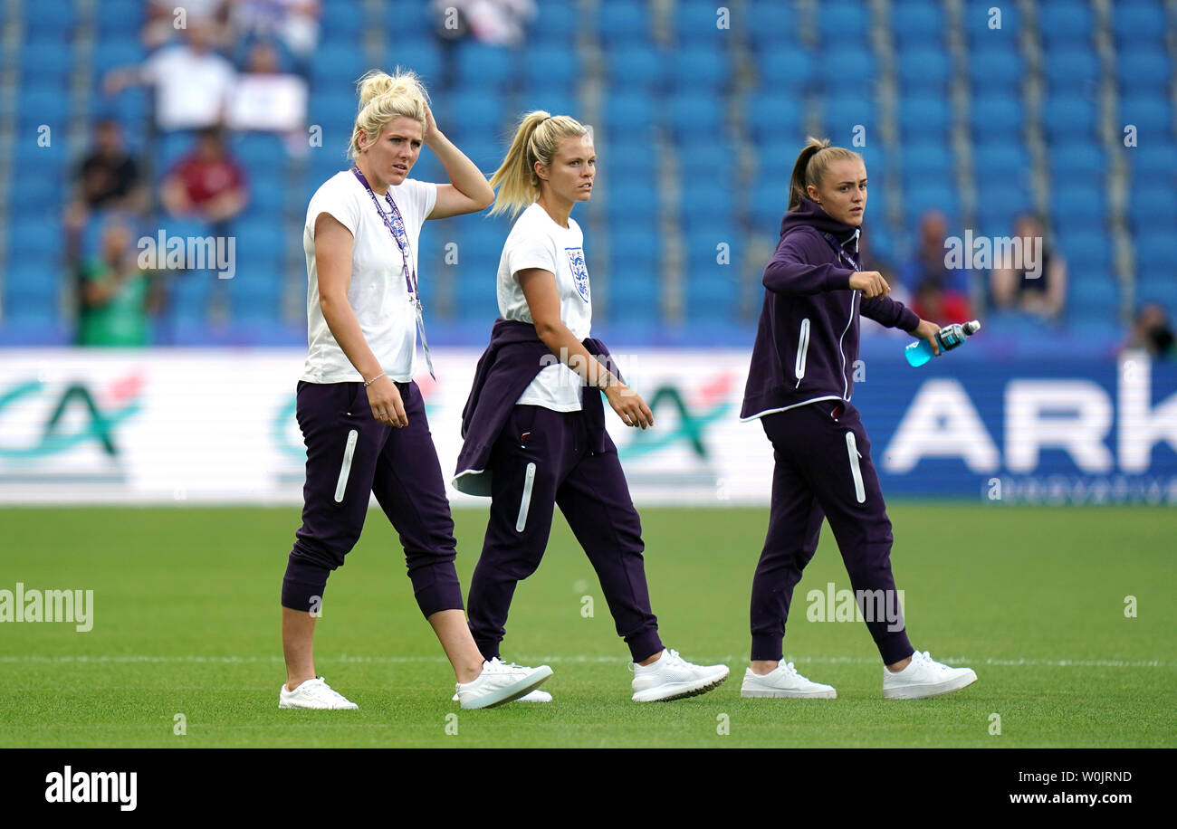 England's (from left to right) Millie Bright, Rachel Daly and Georgia ...