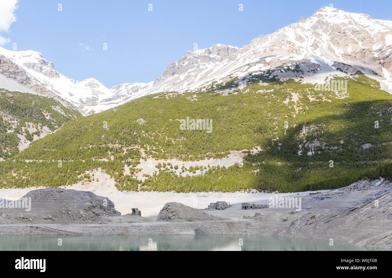 Alpine landscape with artificial lake, italy Stock Photo - Alamy