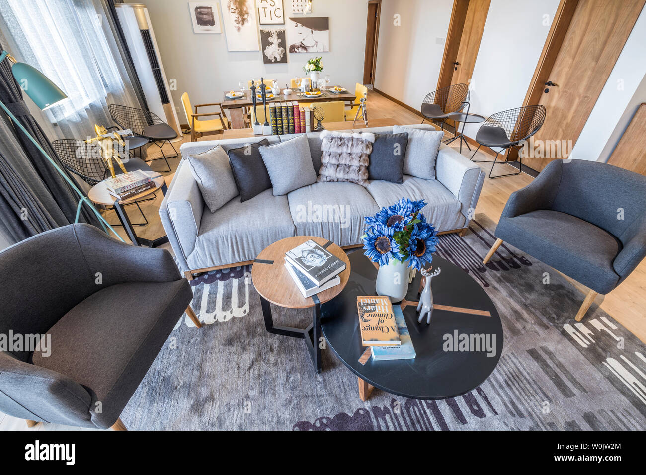 Design of interior design space of model room in modern living room ...