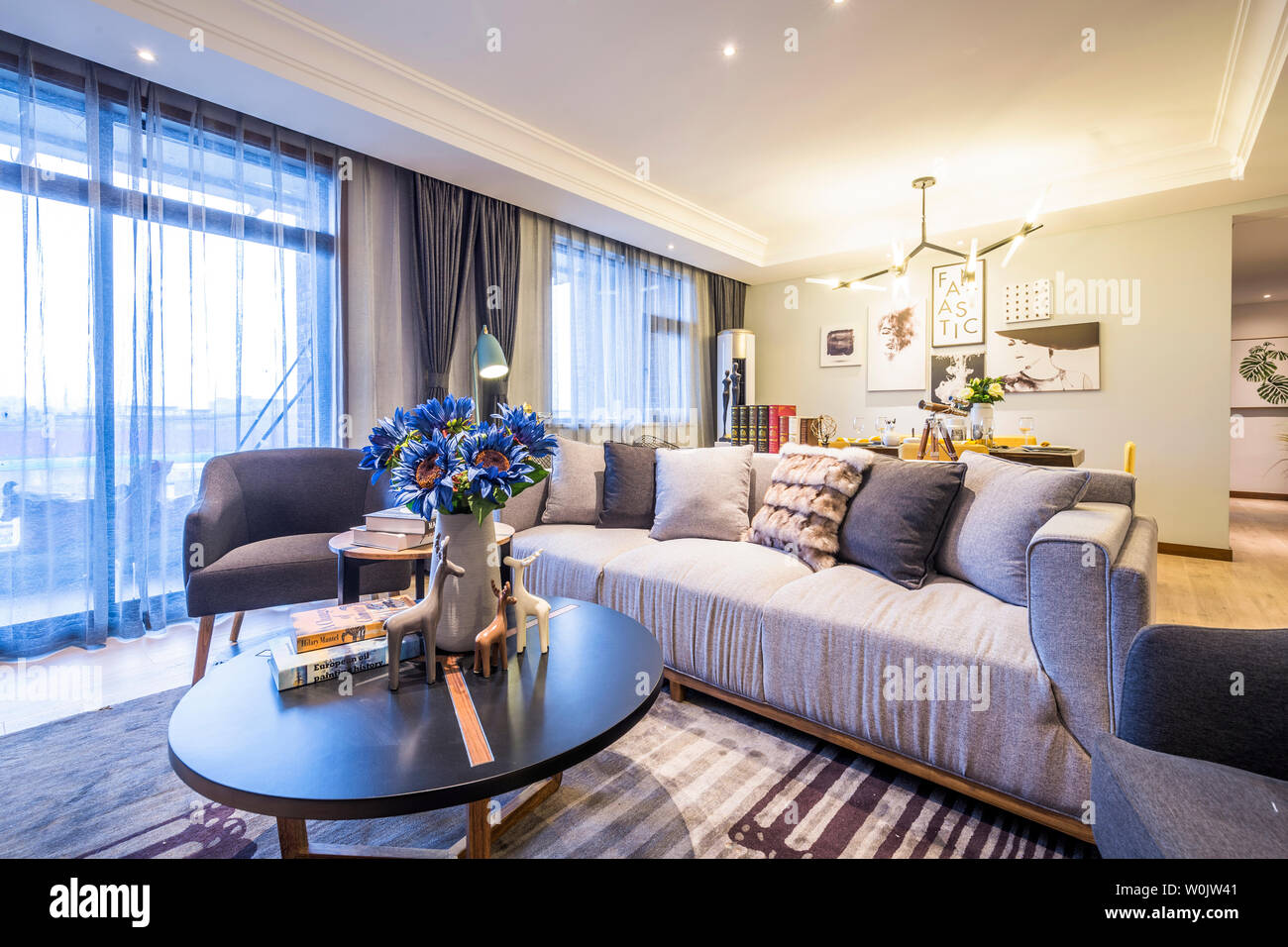 Design of interior design space of model room in modern living room ...