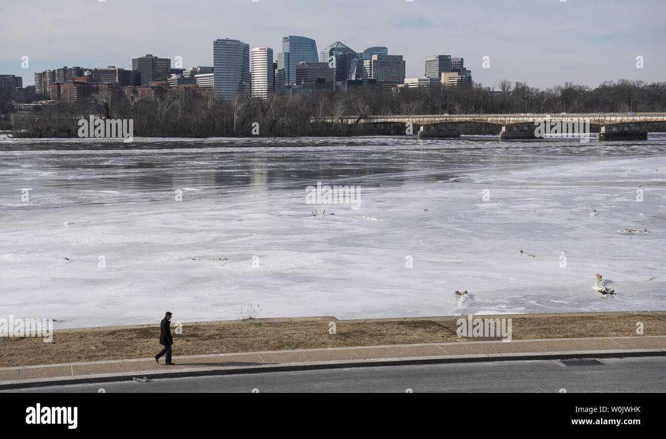 The Potomac River is frozen following several days of brutally cold ...
