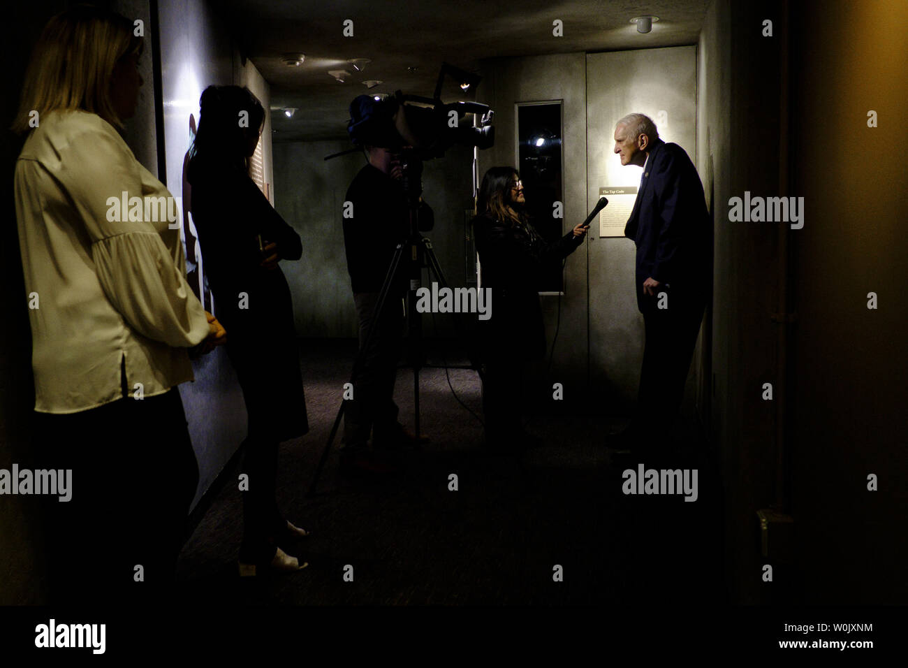 Rep. Sam Johnson, R-TX is interviewed before a ceremony at the National ...