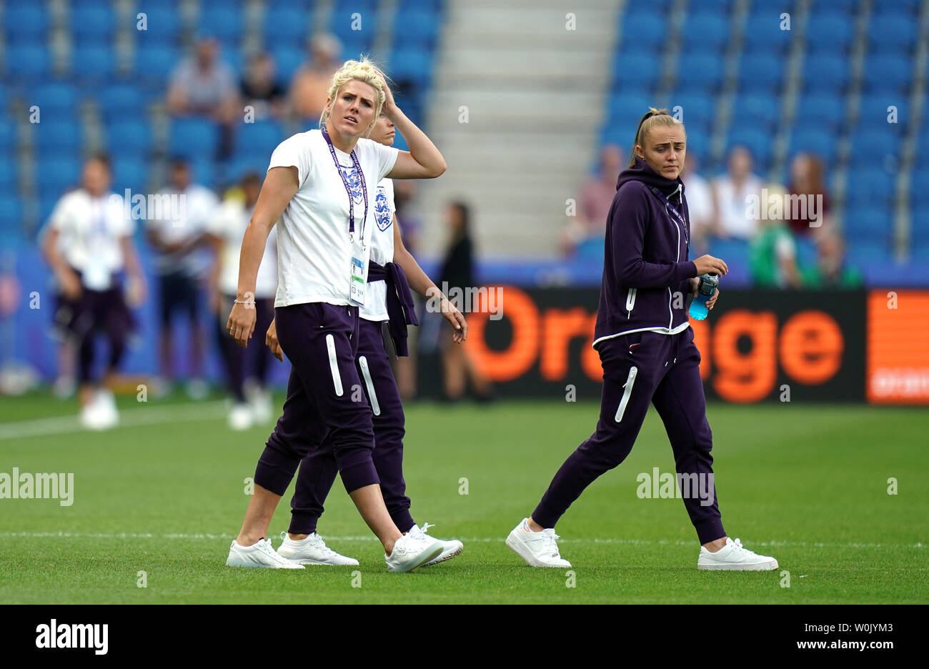 England's (from left to right) Millie Bright, Rachel Daly and Georgia ...