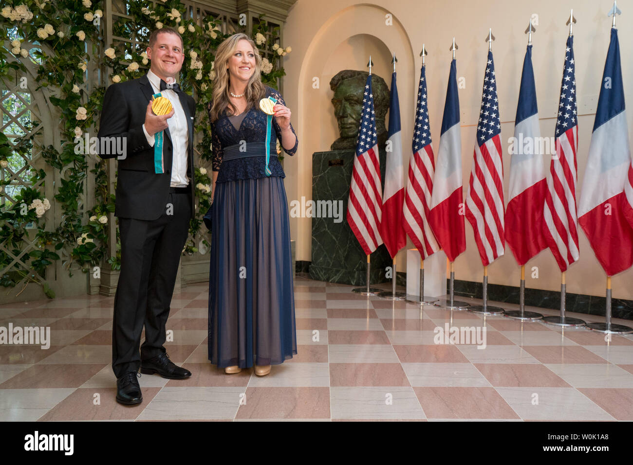 Mr. John Shuster, curling Olympian left, and Ms. Meghan Duggan, hockey ...