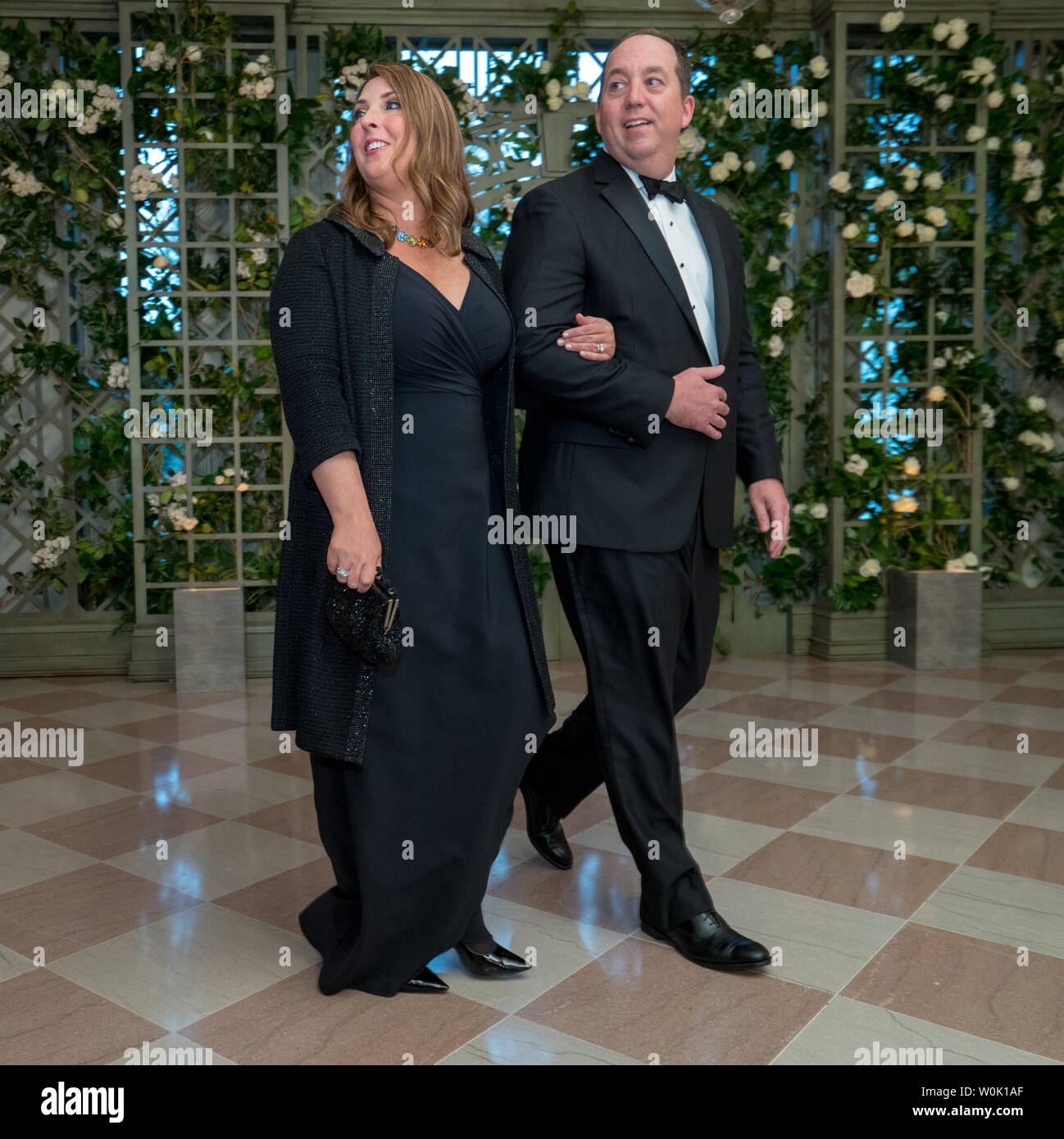 Republican National Committee Chair Ronna Romney McDaniel and Patrick McDaniel arrive for the ...