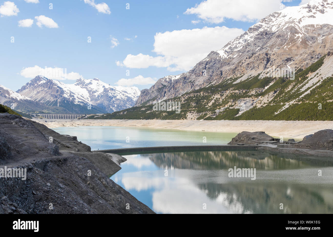 Alpine landscape with artificial lake, italy Stock Photo - Alamy