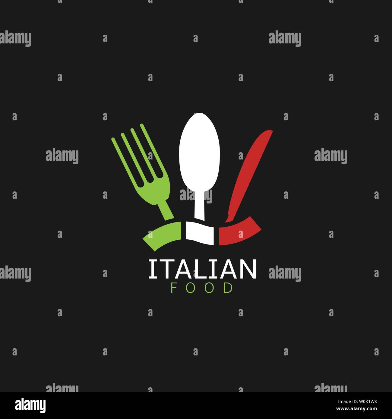Italian food icon. Italian flag symbol Spoon fork and knife icons Stock ...
