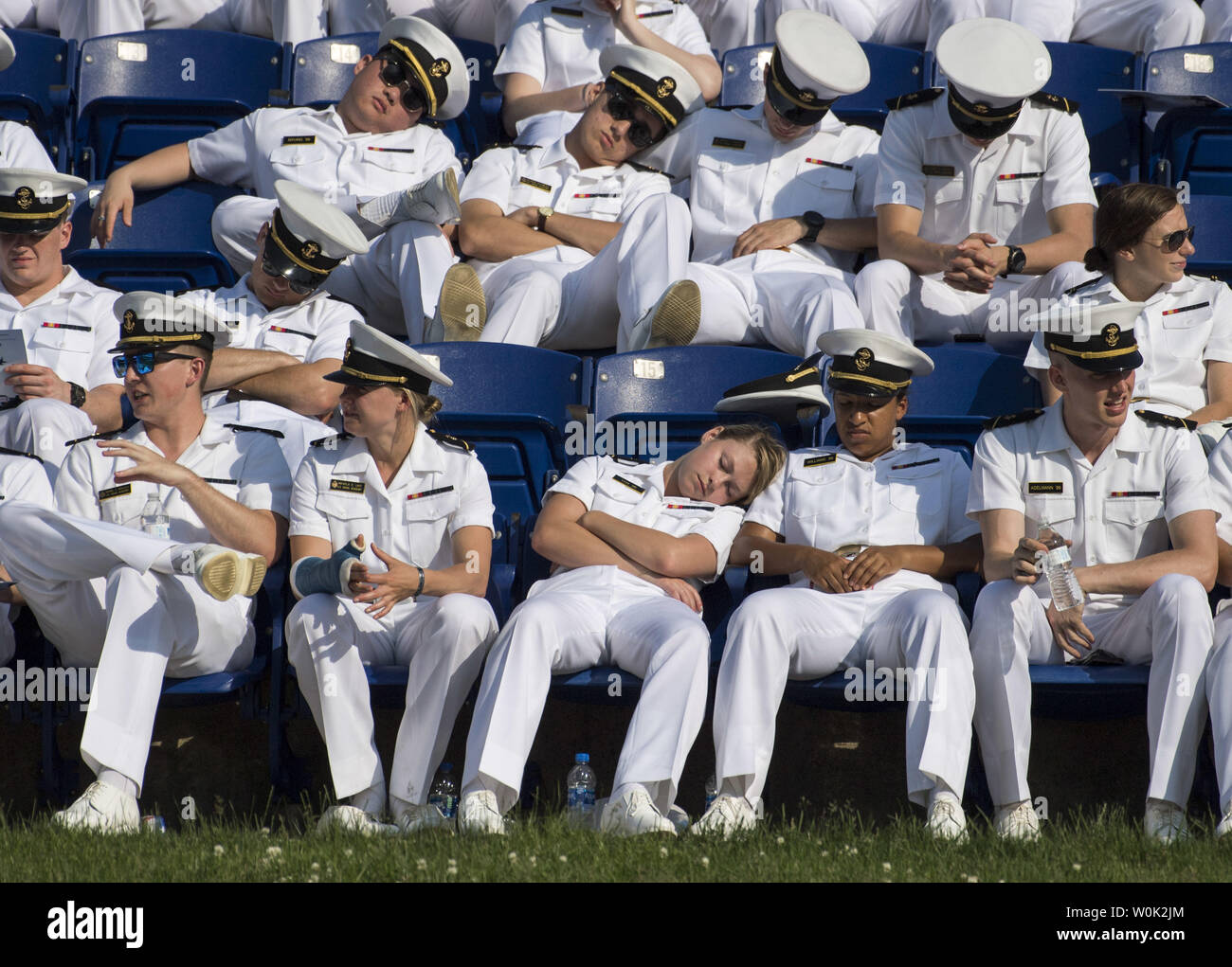 Naval Academy Midshipmen wait for the start of the U.S. Naval Academy ...