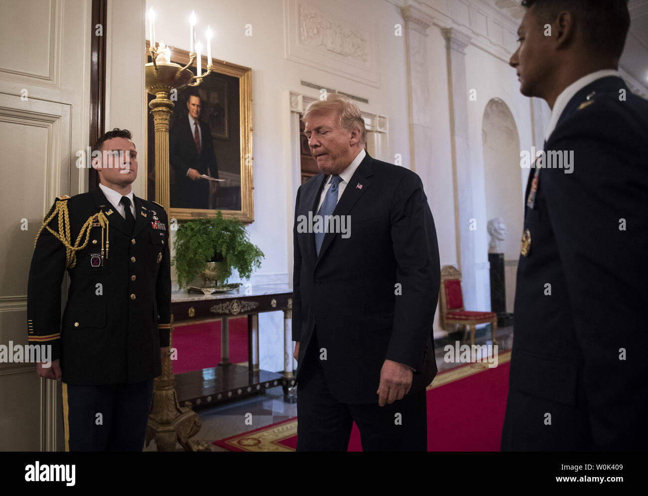 President Donald Trump arrives to posthumously award Army First Lt ...