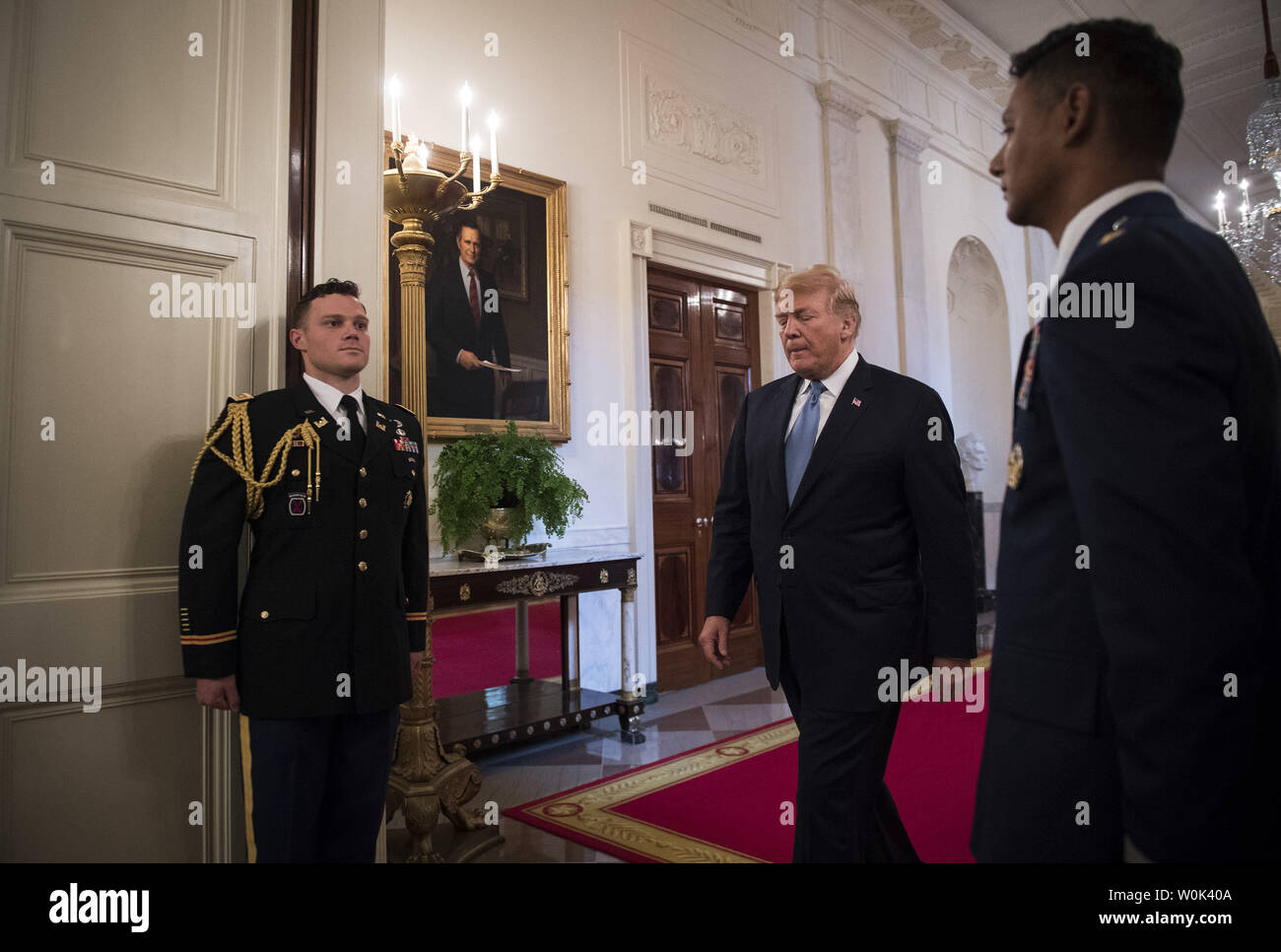 President Donald Trump arrives to posthumously award Army First Lt ...