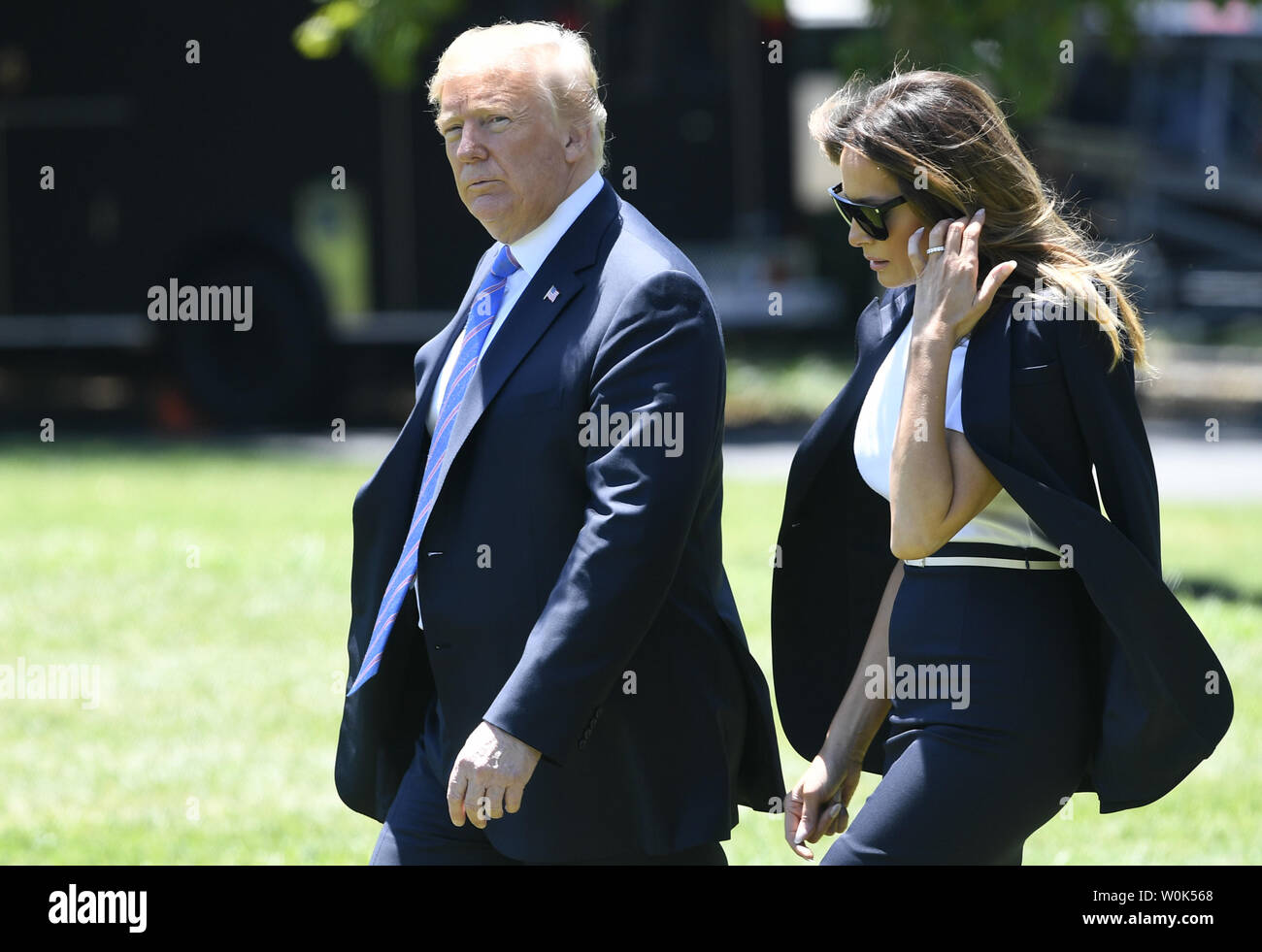 President Donald Trump and First Lady Melania Trump depart the West ...