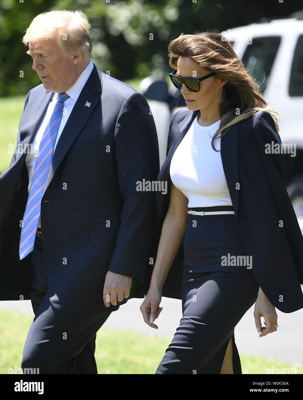 President Donald Trump and First Lady Melania Trump depart the West ...