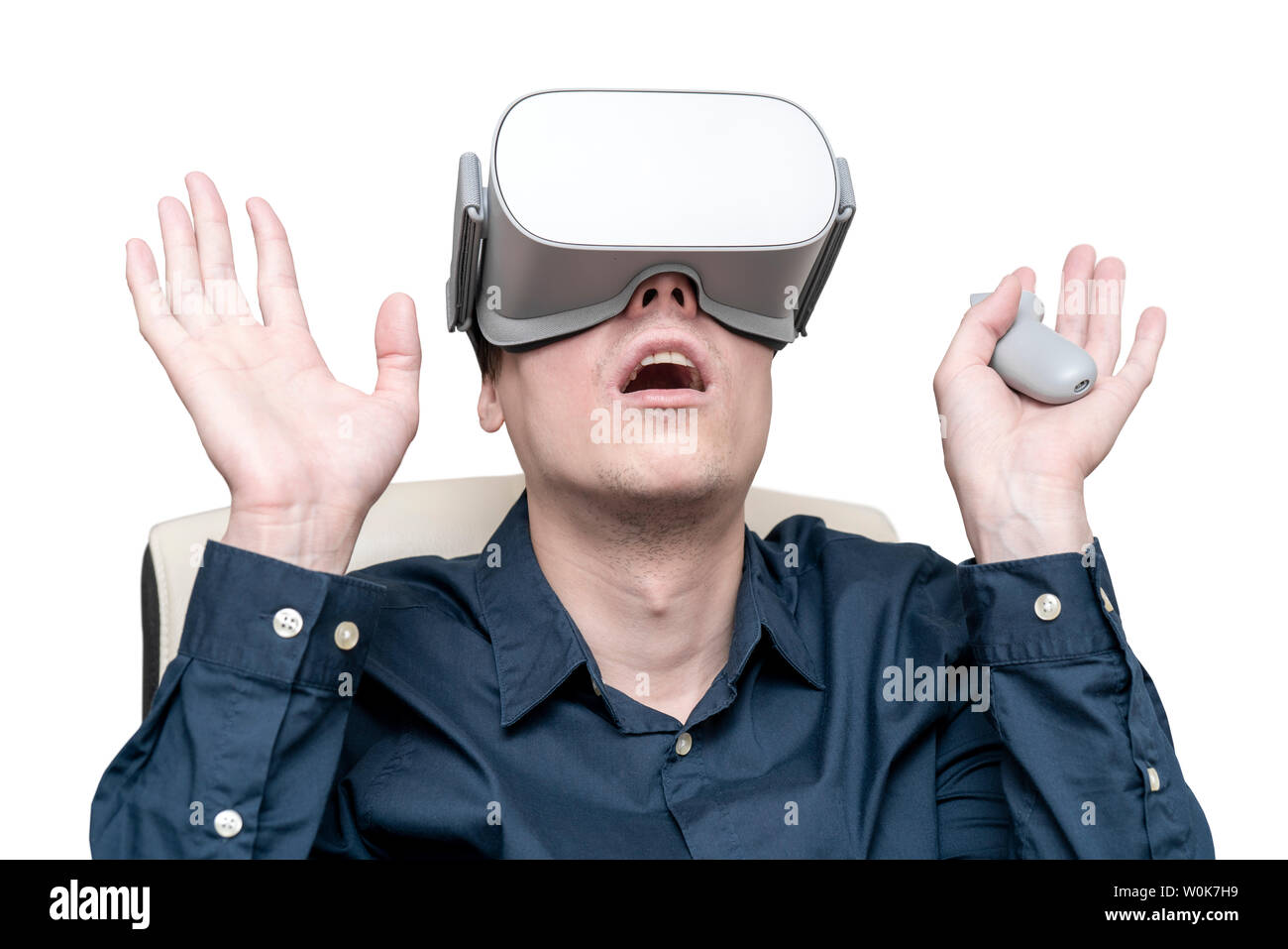 Young man of virtual reality. Innovation and technological advances ...