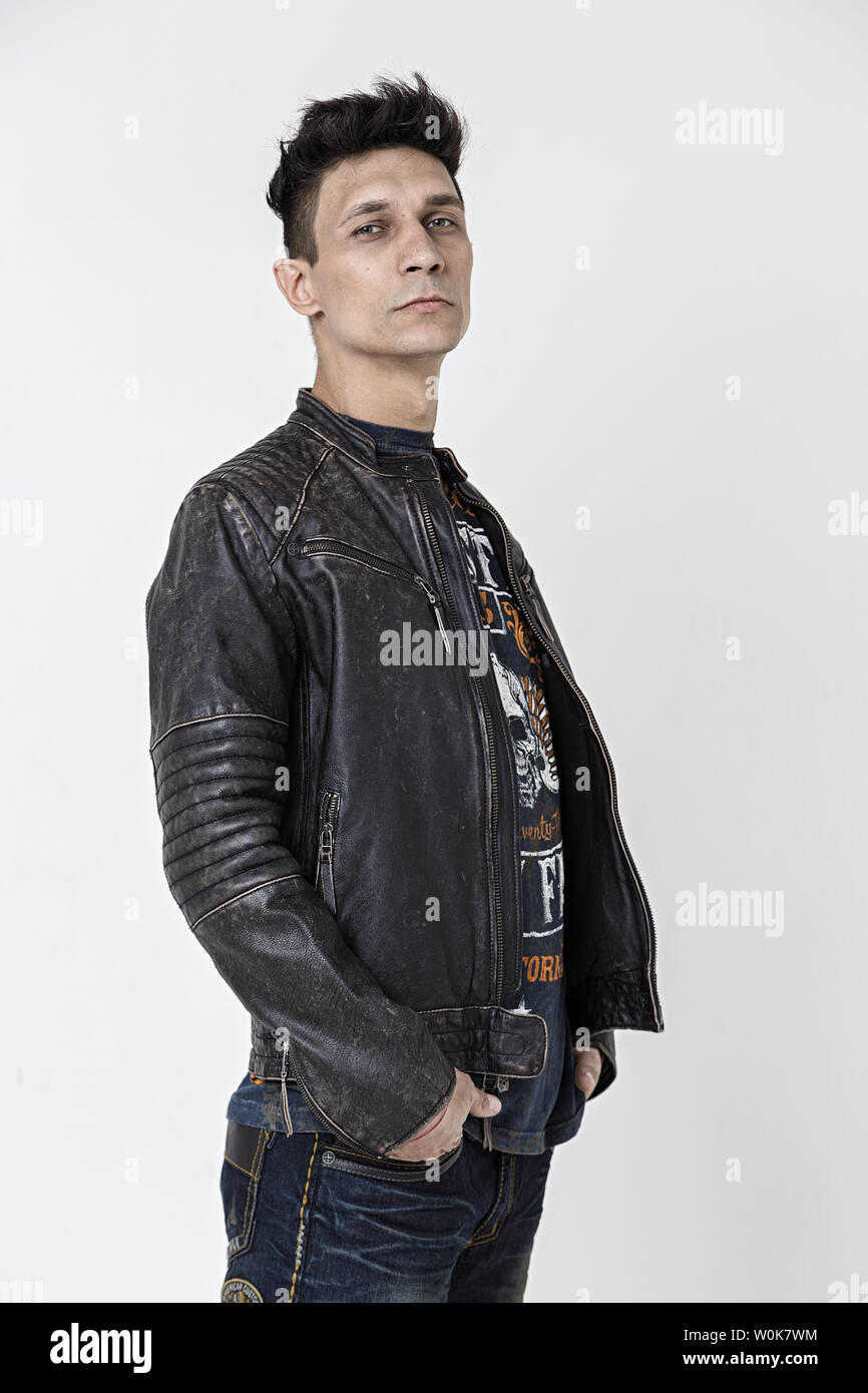 Angry man thug jacket hand hi-res stock photography and images - Alamy