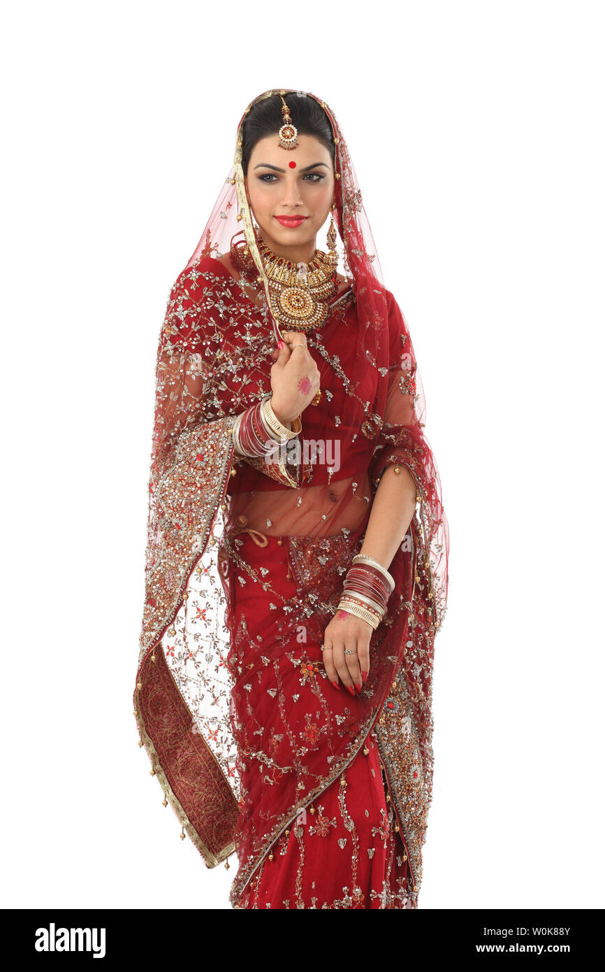 Indian bride standing Stock Photo - Alamy