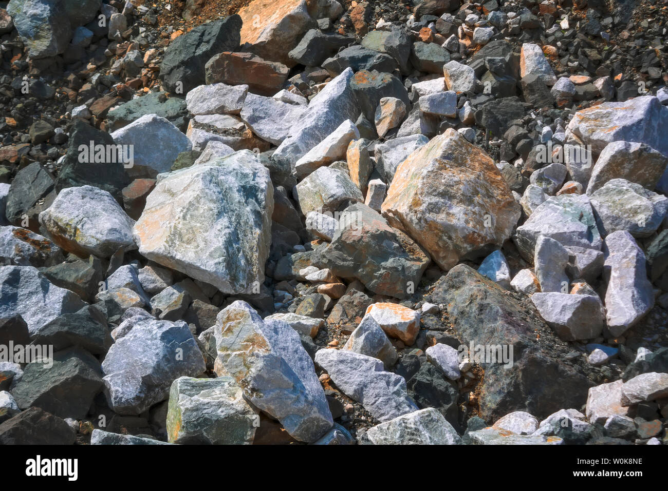 Natural texture of stones of large and small size. Danger of rockfalls ...