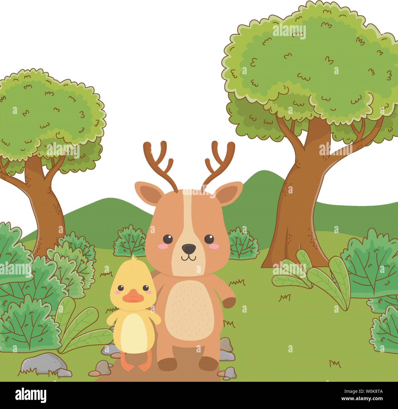 Duck and reindeer cartoon design, Animal cute zoo life nature and fauna ...