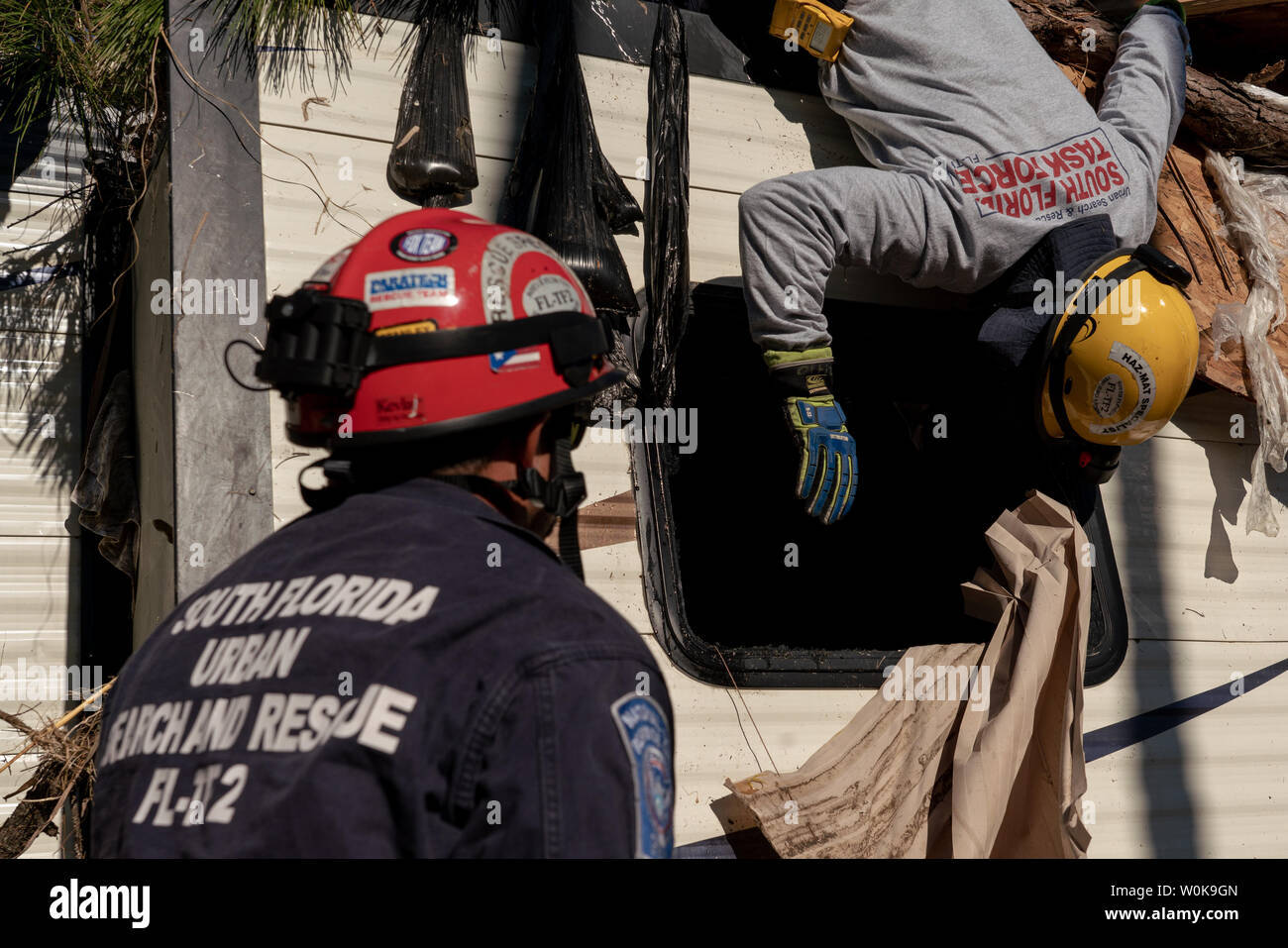 South Florida Task Force Two Search and Rescue Team checks a trailer ...