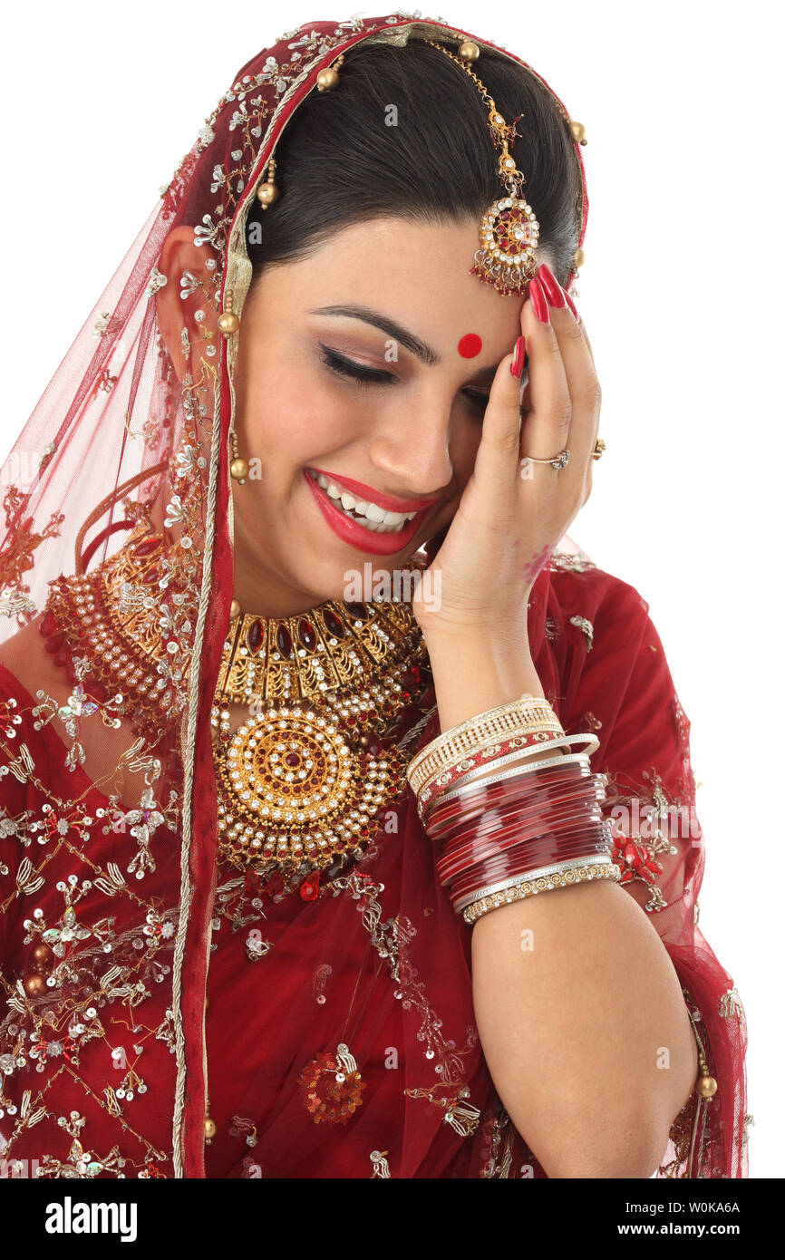 Close up of an Indian bride shy Stock Photo - Alamy