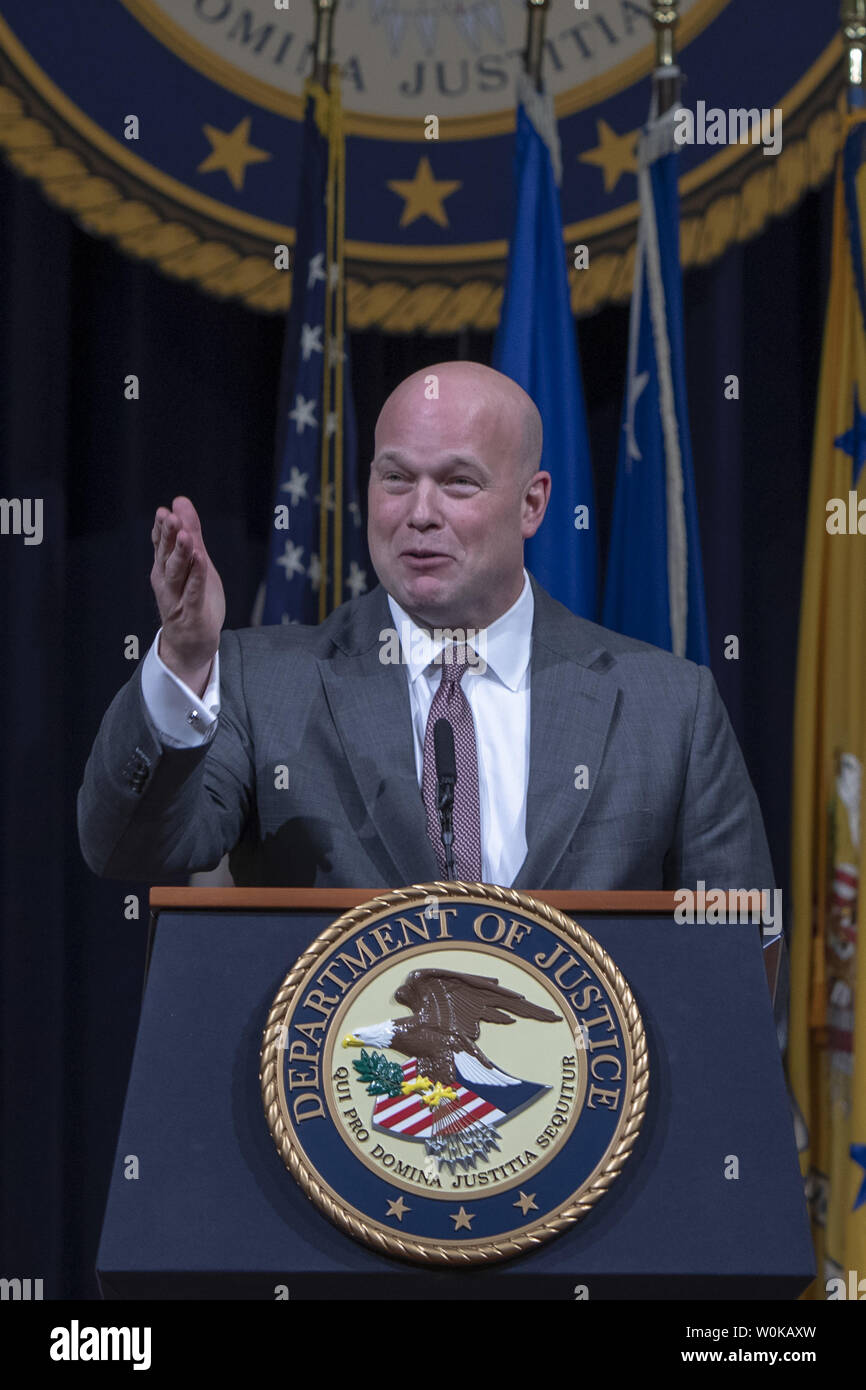 Acting Attorney General Matthew G. Whitaker speaks at the Department of ...