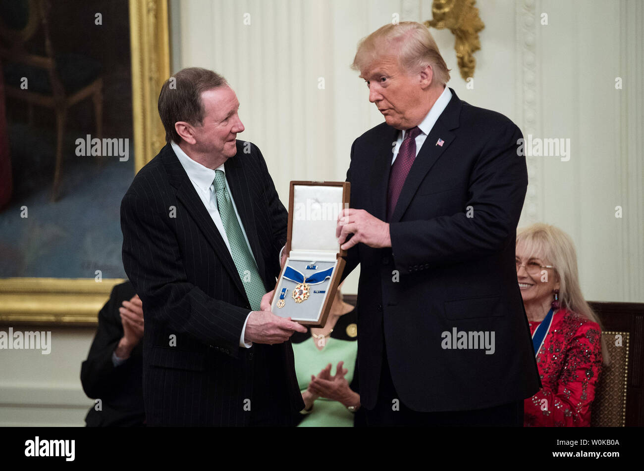President Donald Trump presents the Medal of Freedom Elvis Presley to Jack Soden, President ...