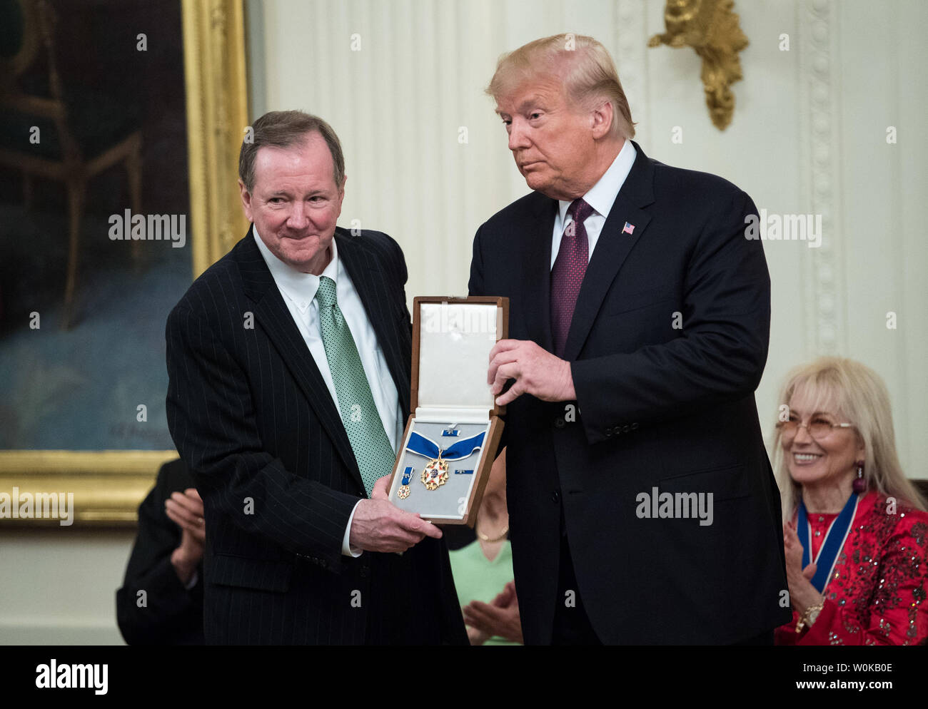 President Donald Trump presents the Medal of Freedom Elvis Presley to Jack Soden, President ...