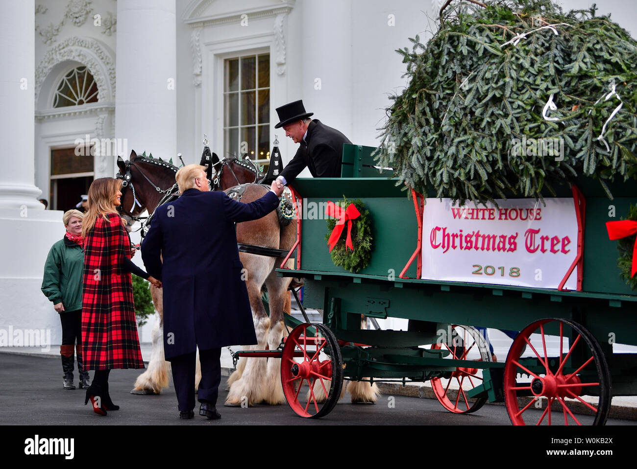 President Donald Trump and First Lady Melania Trump receive the White ...