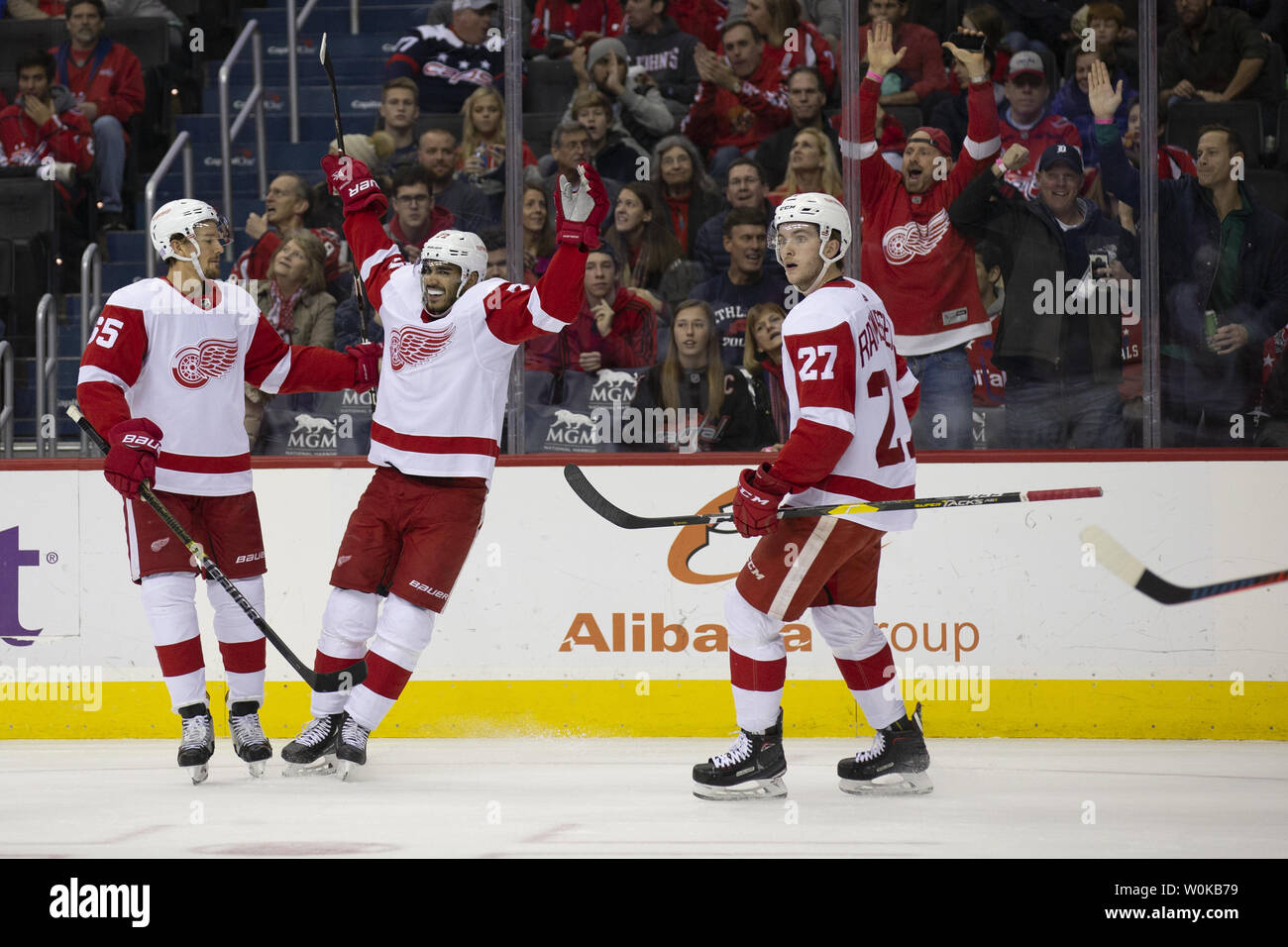 Detroit Red Wings center Andreas Athanasiou (72) celebrates with ...