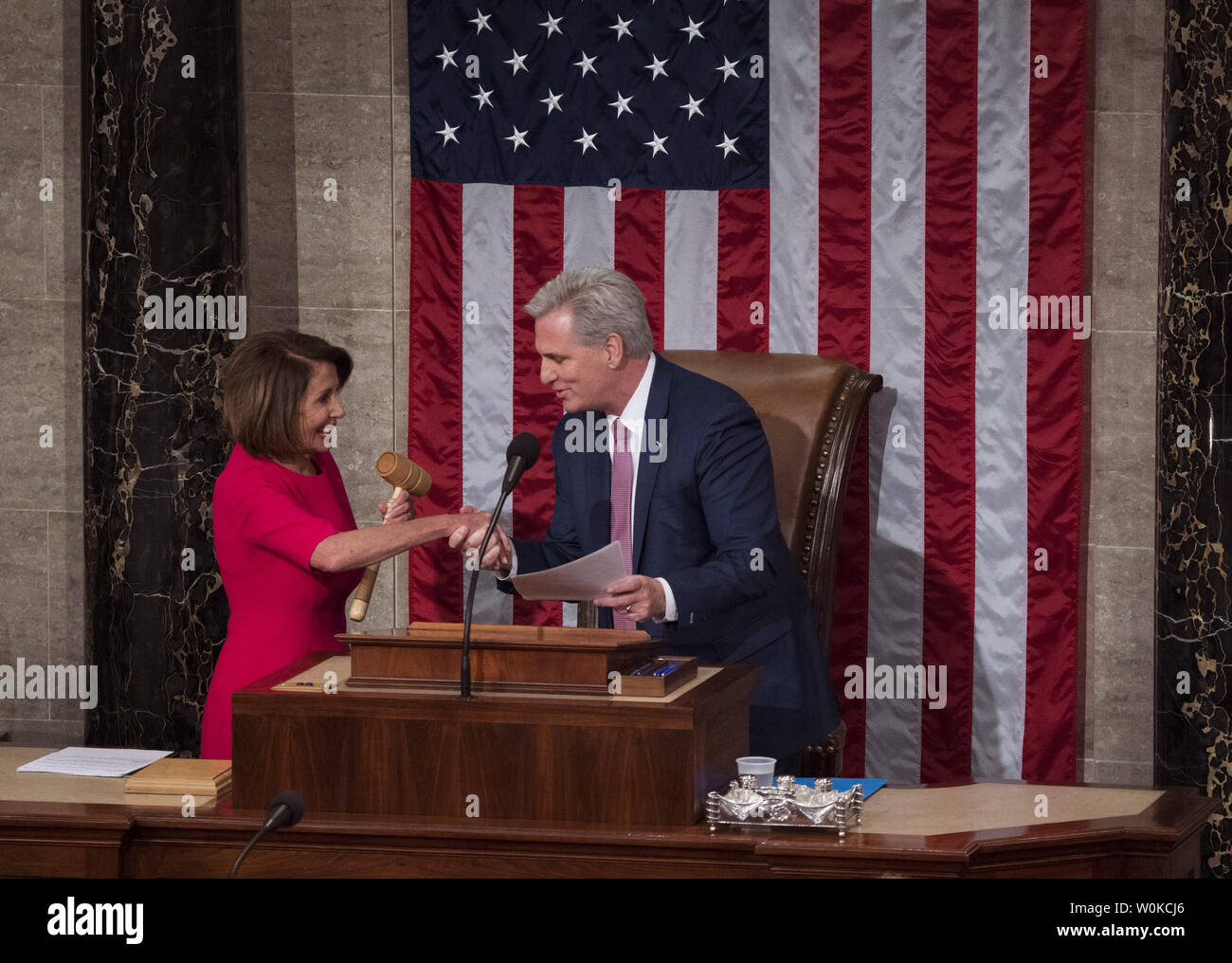 Rep. Alexandria Ocasio-Cortez, D-NY, greets fellow members of congress ...