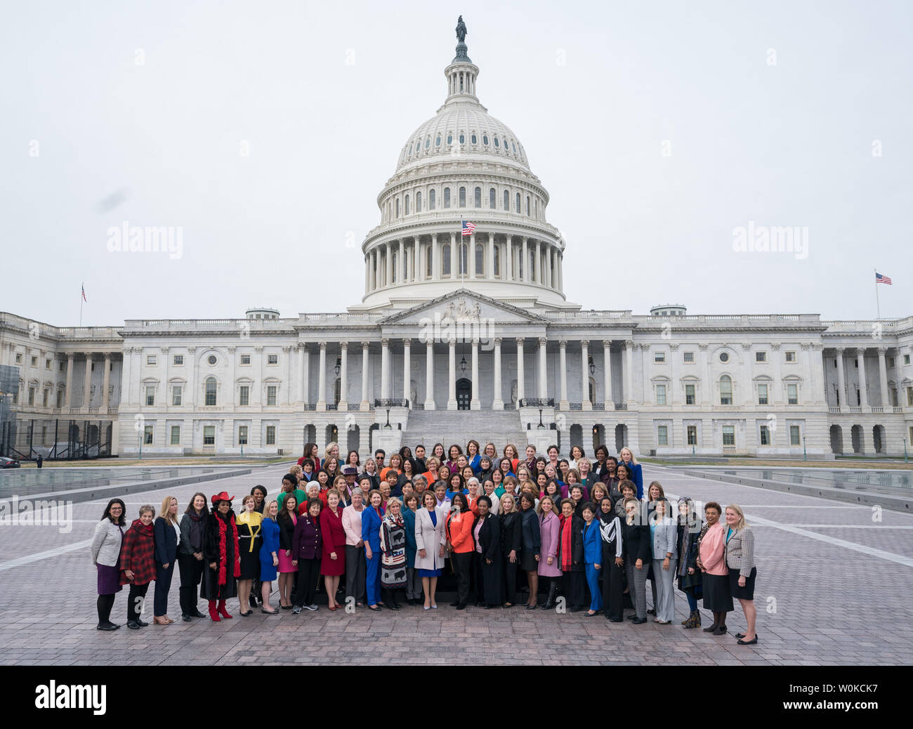Speaker of the House Nancy Pelosi, D-CA, poses the female Democratic ...