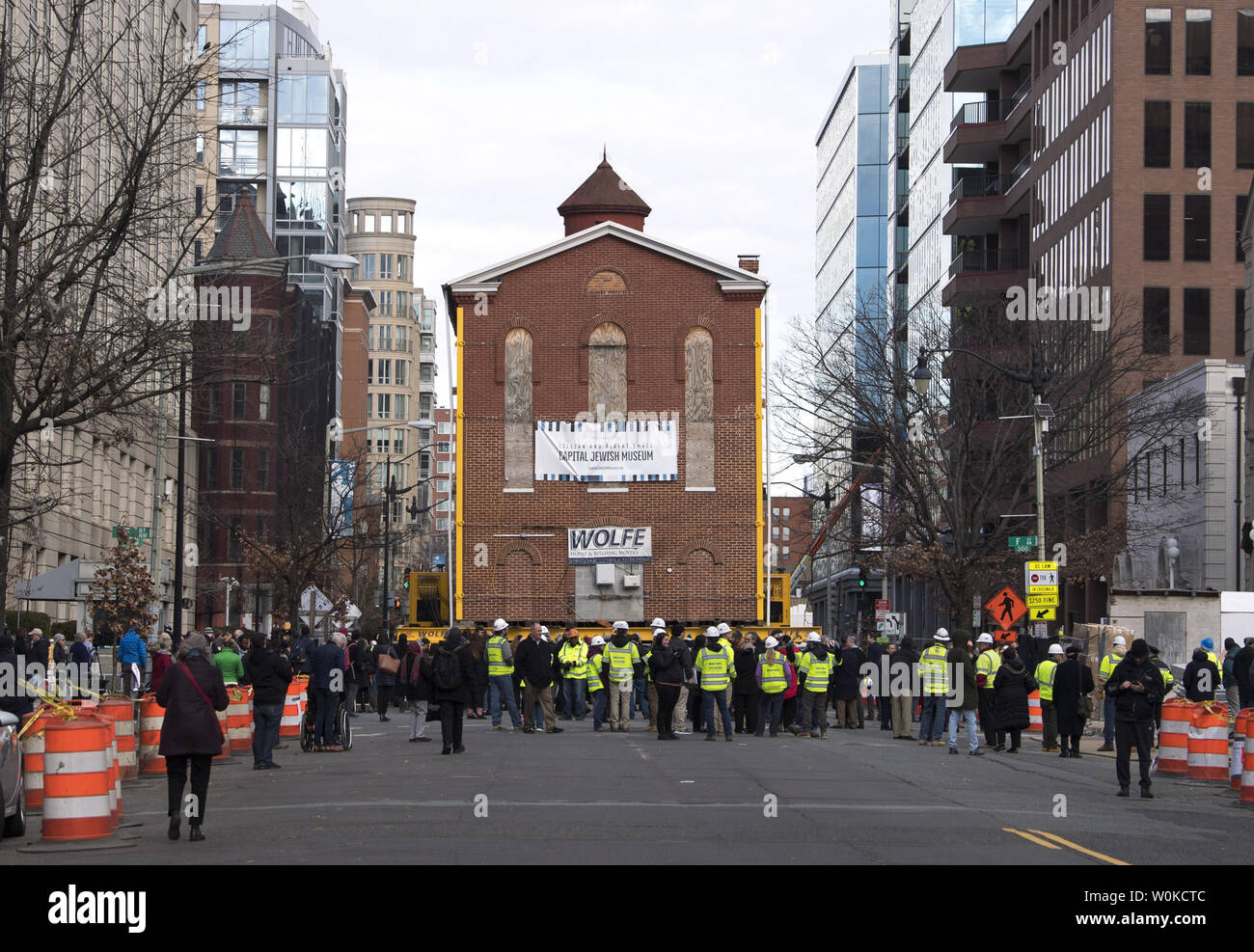 Workers move Adas Israel synagogue one block south to its new location ...