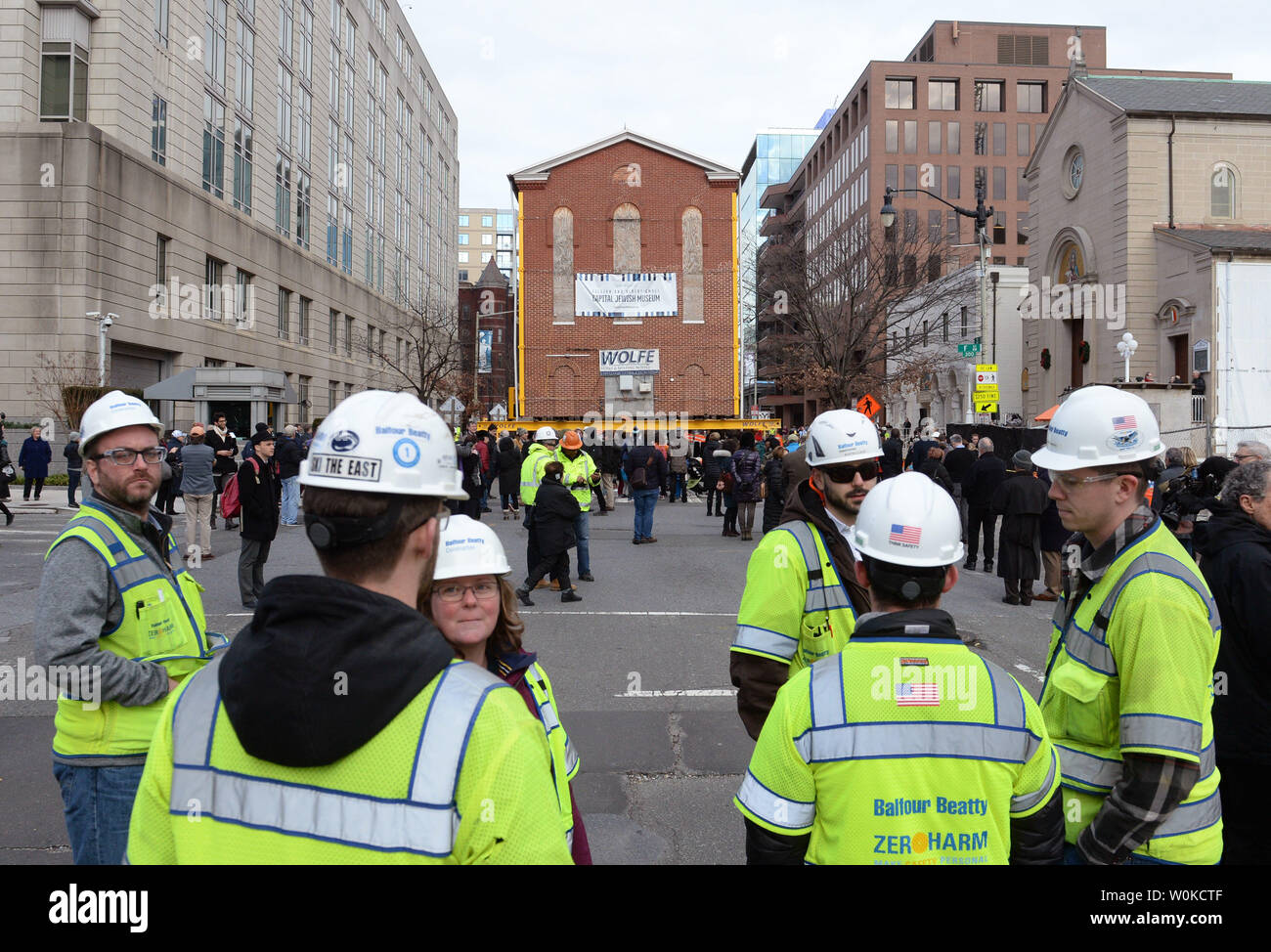 Workers move Adas Israel synagogue one block south to its new location ...