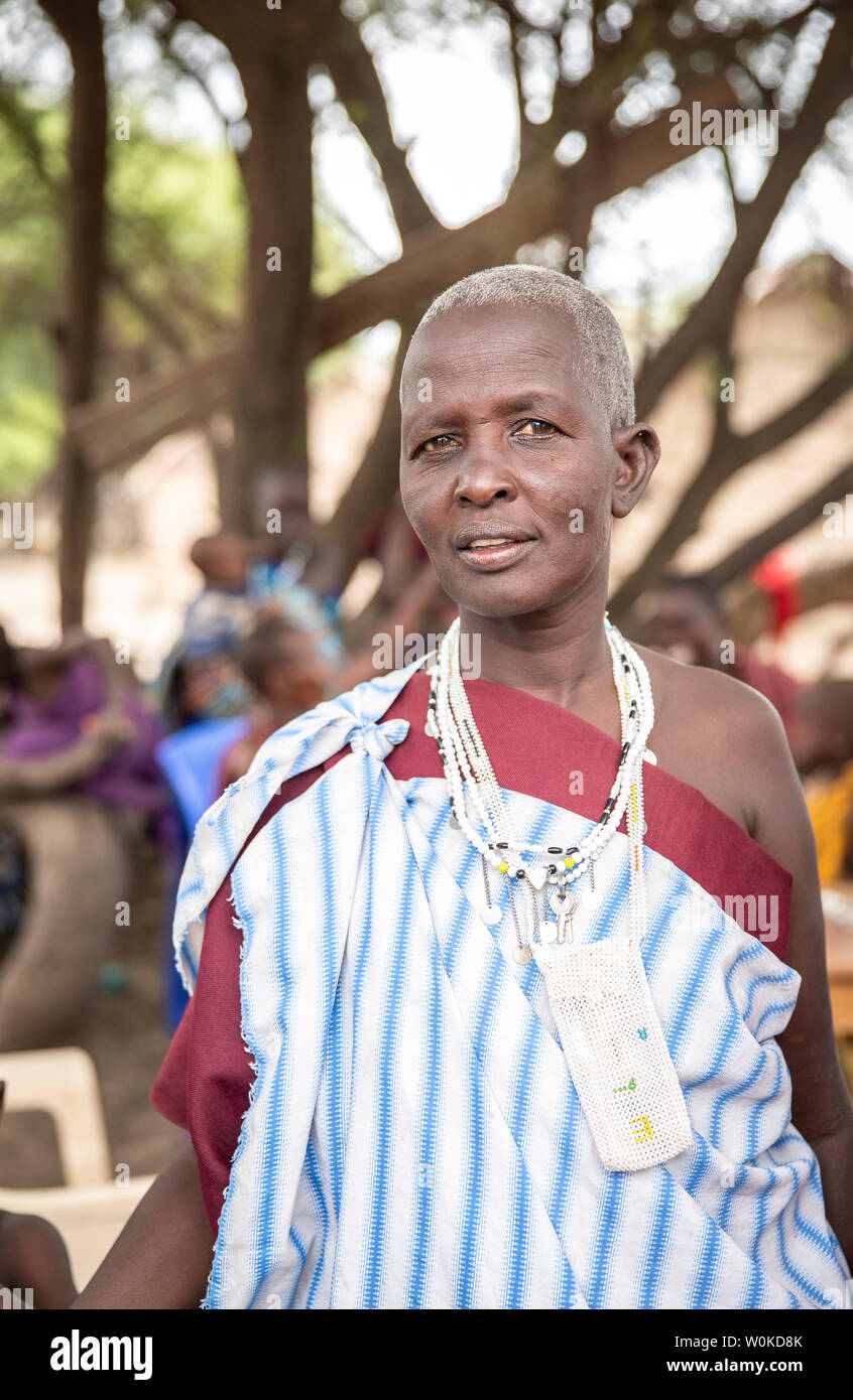 Same, Tanzania, June 2019: portrait of a Grey hair maasai woman Stock ...