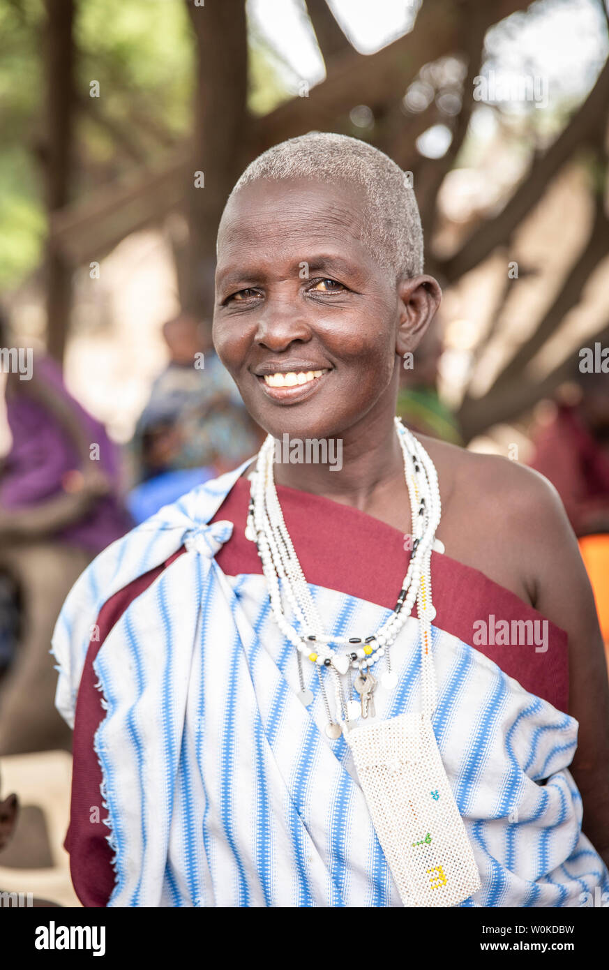Same, Tanzania, June 2019: portrait of a Grey hair maasai woman Stock ...