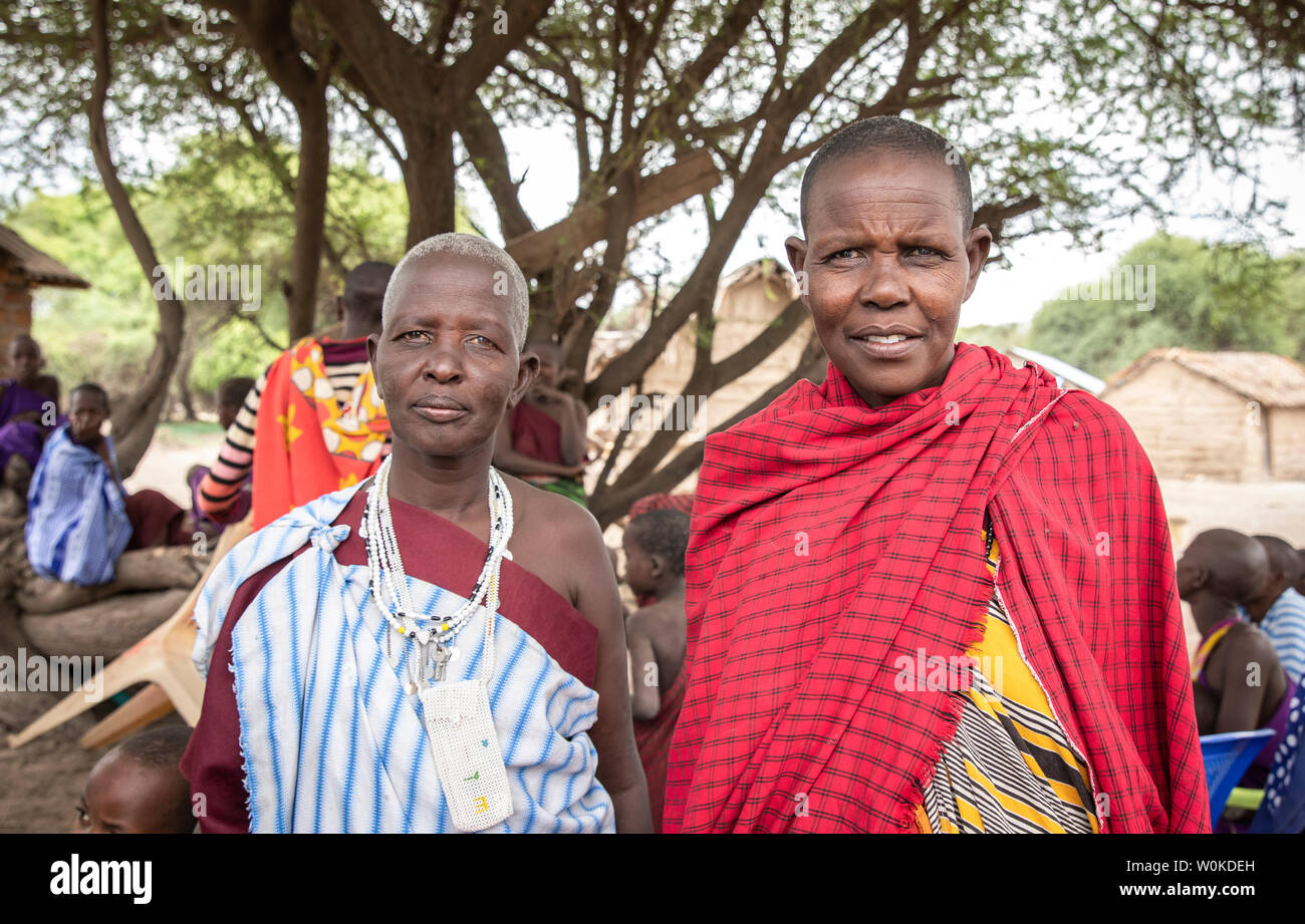 Same, Tanzania, 4th June 2019: maasai women in traditional clothing ...