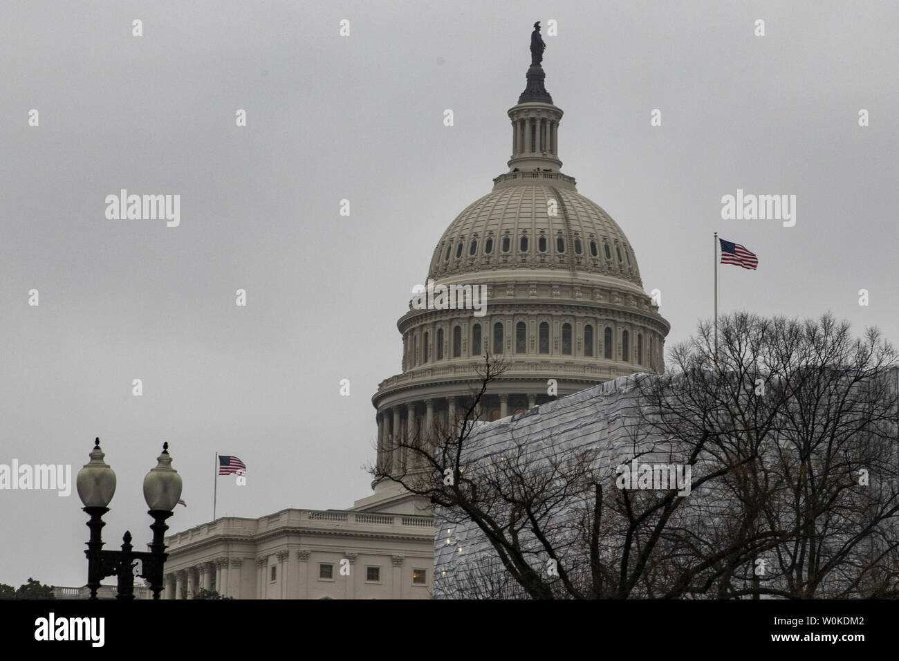 The US Capitol is seen as freezing rain begins to fall on Capitol Hill ...