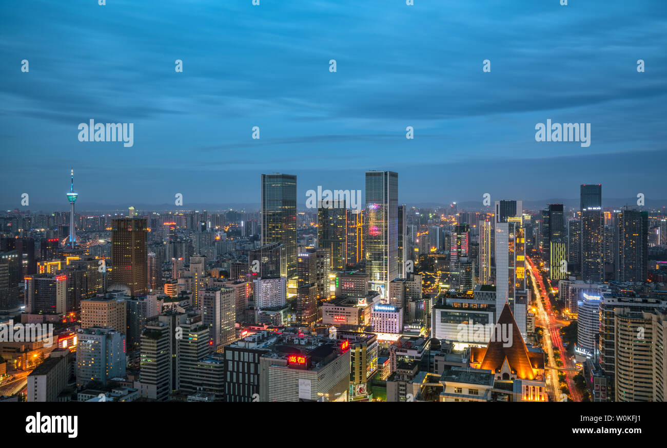 Chengdu city skyline night view Stock Photo - Alamy
