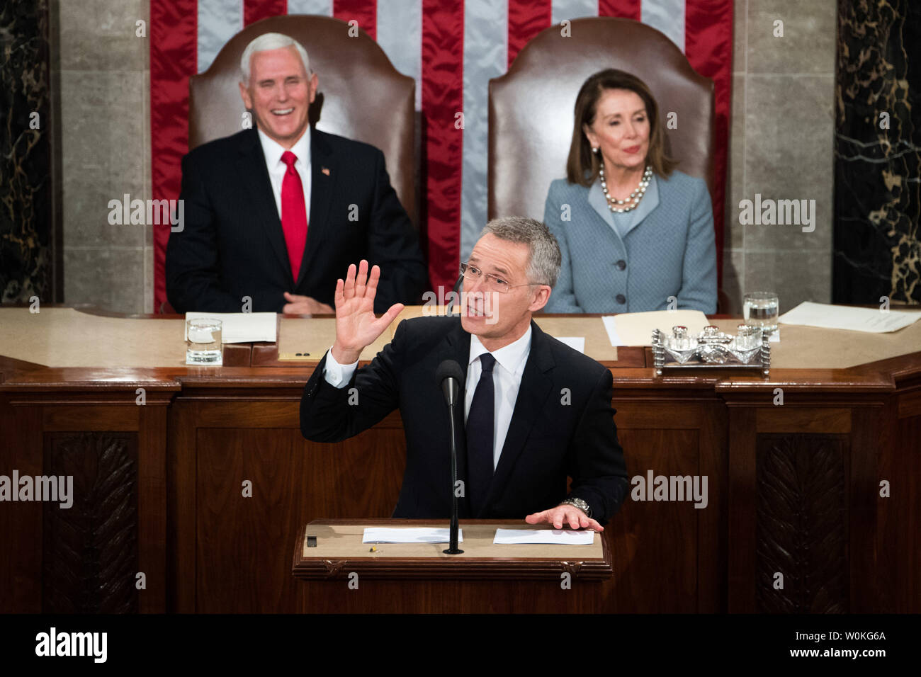 NATO Secretary General Jens Stoltenberg addresses a joint session of ...