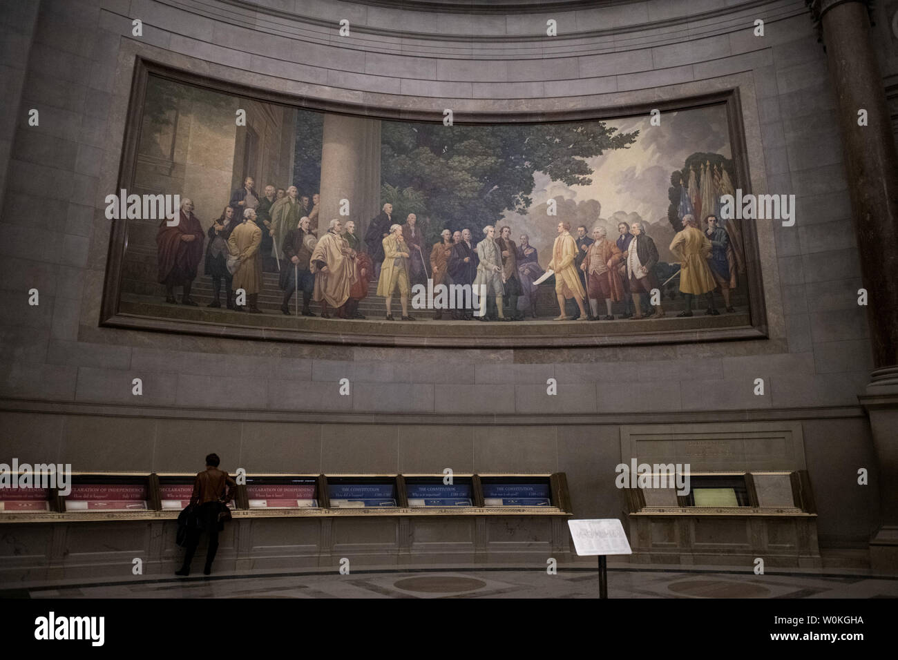 The Declaration mural by Barry Faulkner is shown in the rotunda of the ...