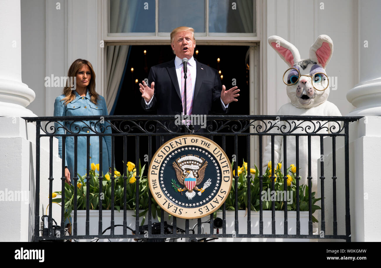 President Donald Trump, accompanied by First Lady Melania Trump and the ...