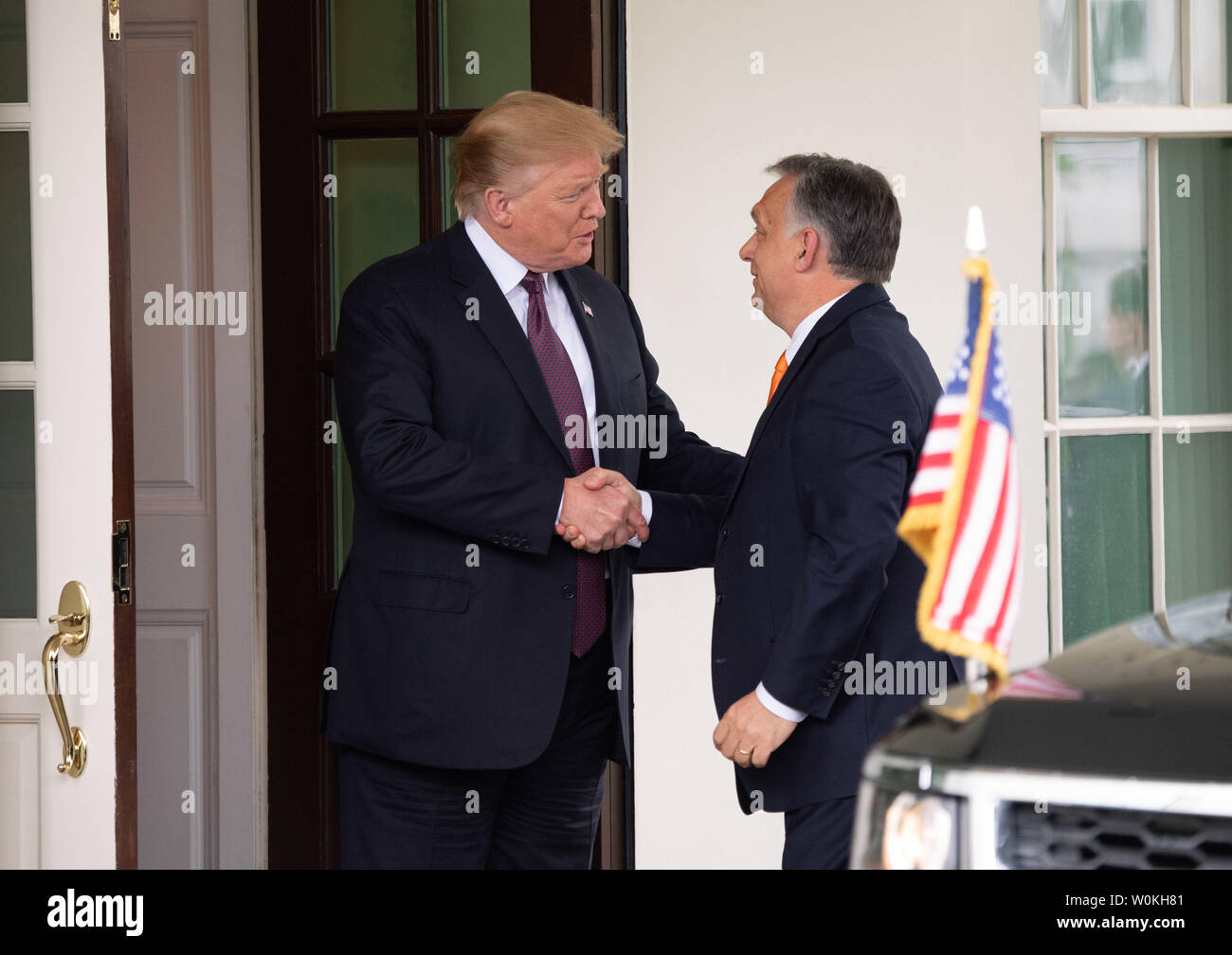 President Donald Trump (L) welcomes Hungary Prime Minister Viktor Orban ...
